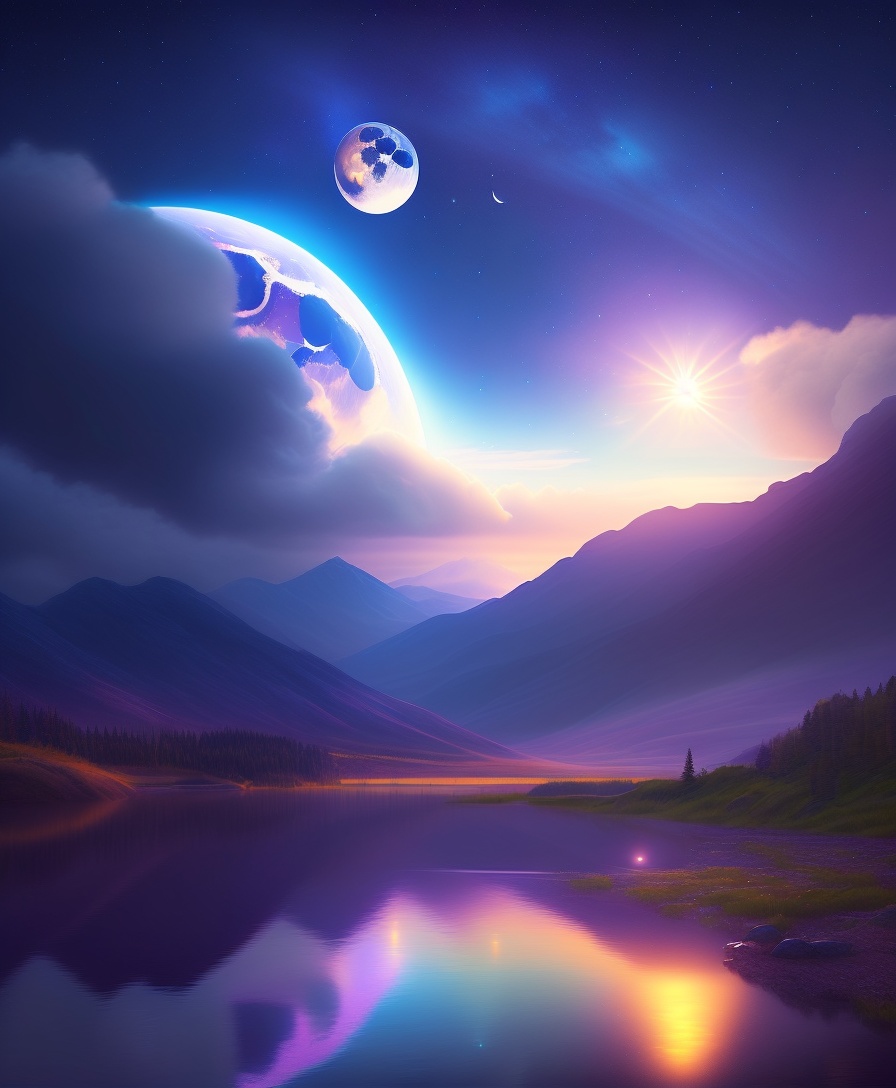 Lexica - Night moon Clouds, splendor, angelic, rays of light, highly ...