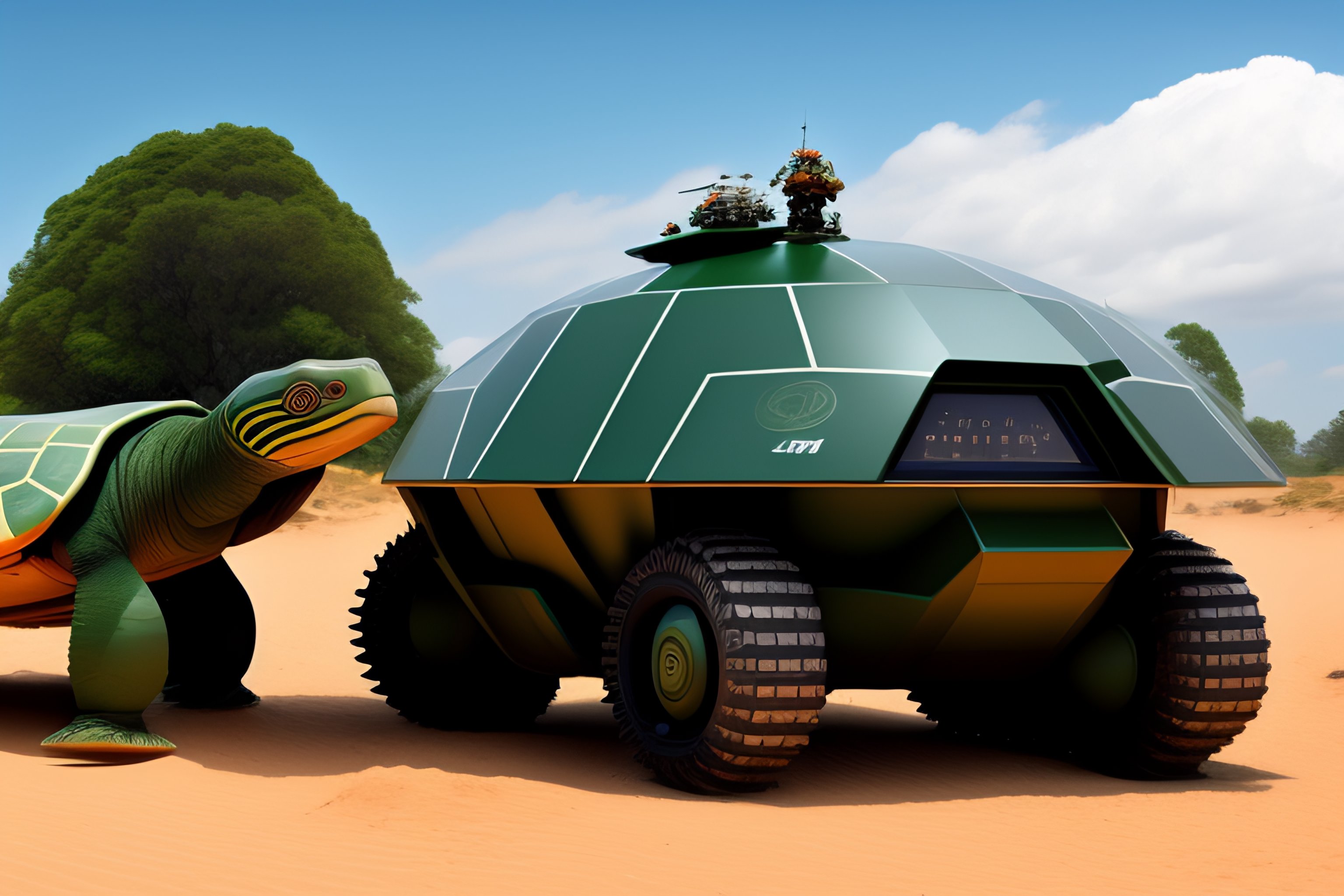 Lexica - Giant turtle vs giant robot