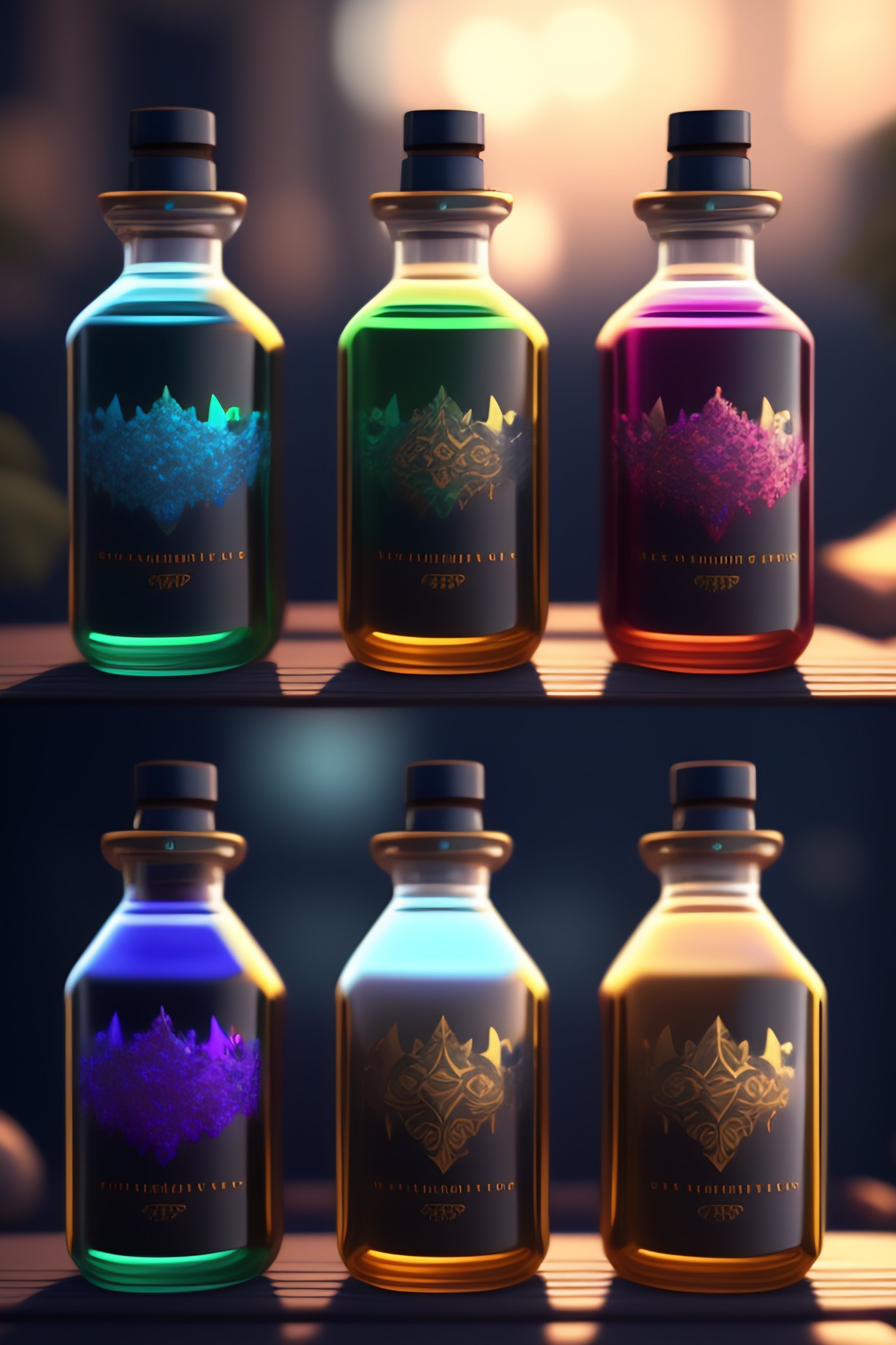 Lexica - Concept art; video game potions; intricate elegant bottles ...