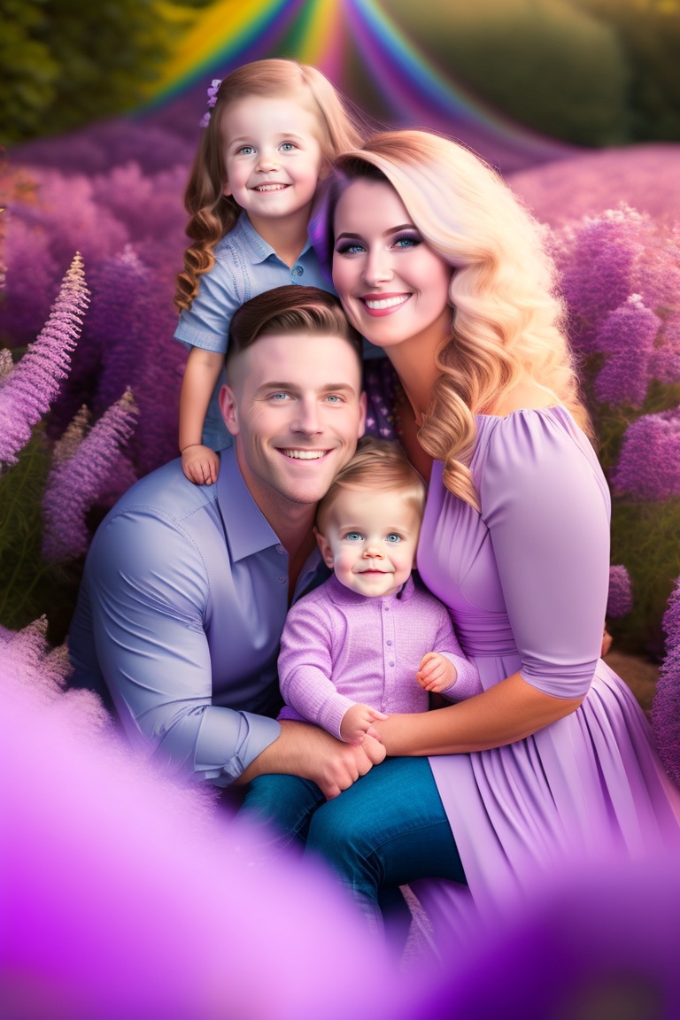 Lexica - Family photo session in a lilac, family, mom, dad, children ...