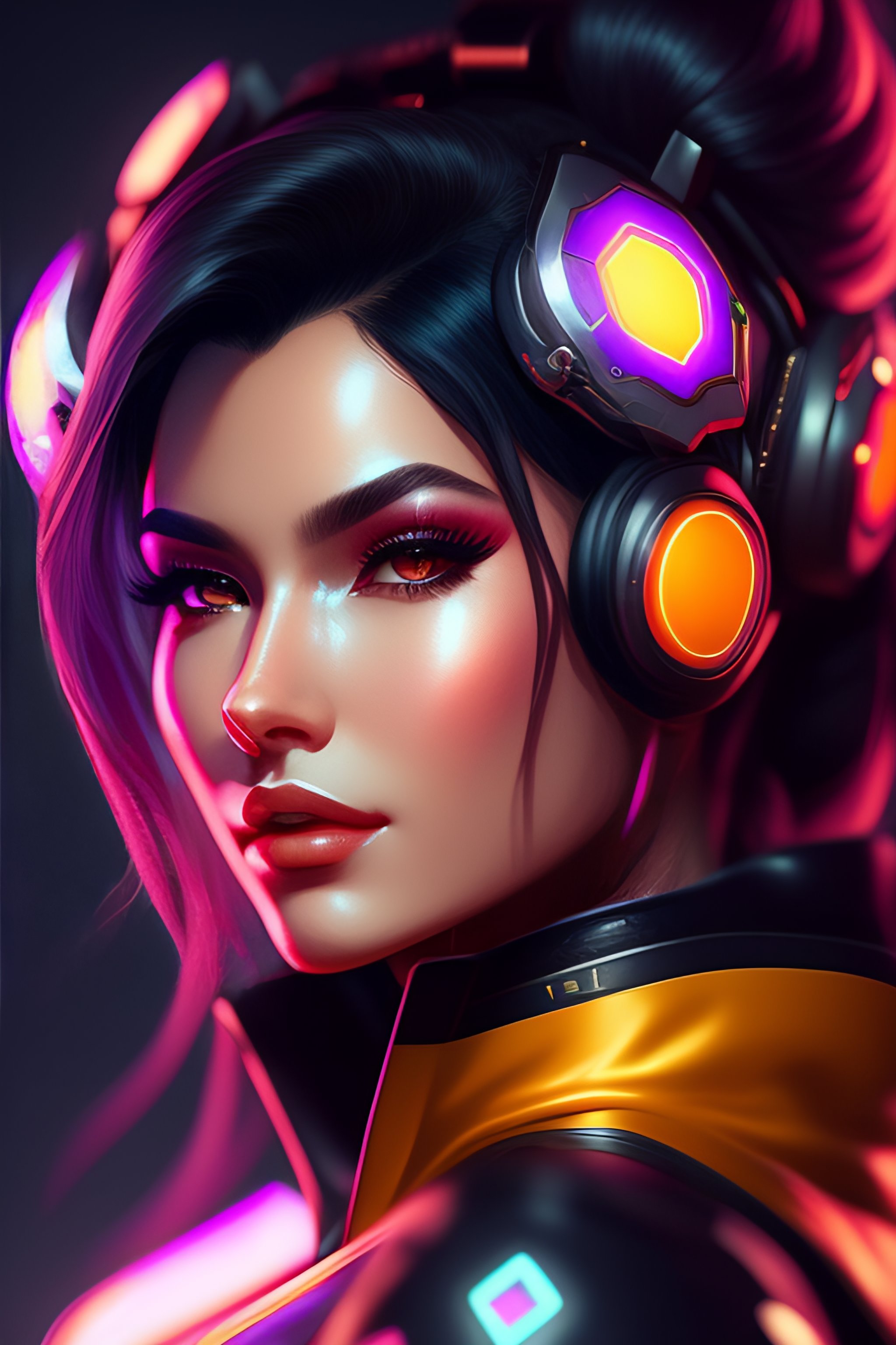 Lexica - Symmetry portrait of dva from overwatch, closeup, sci - fi ...