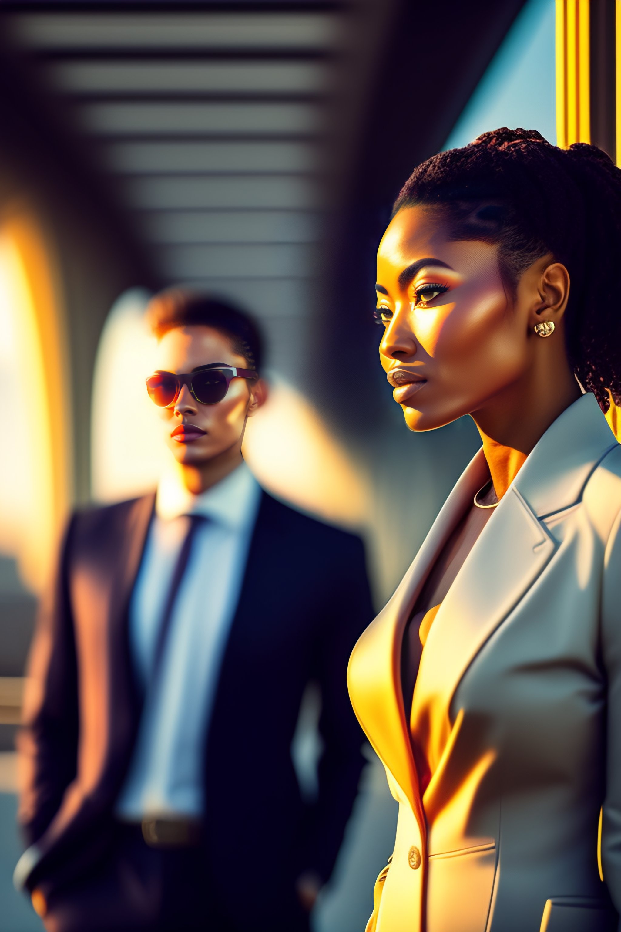 Lexica - Close up, two very different people, one cyberpunk, one ...