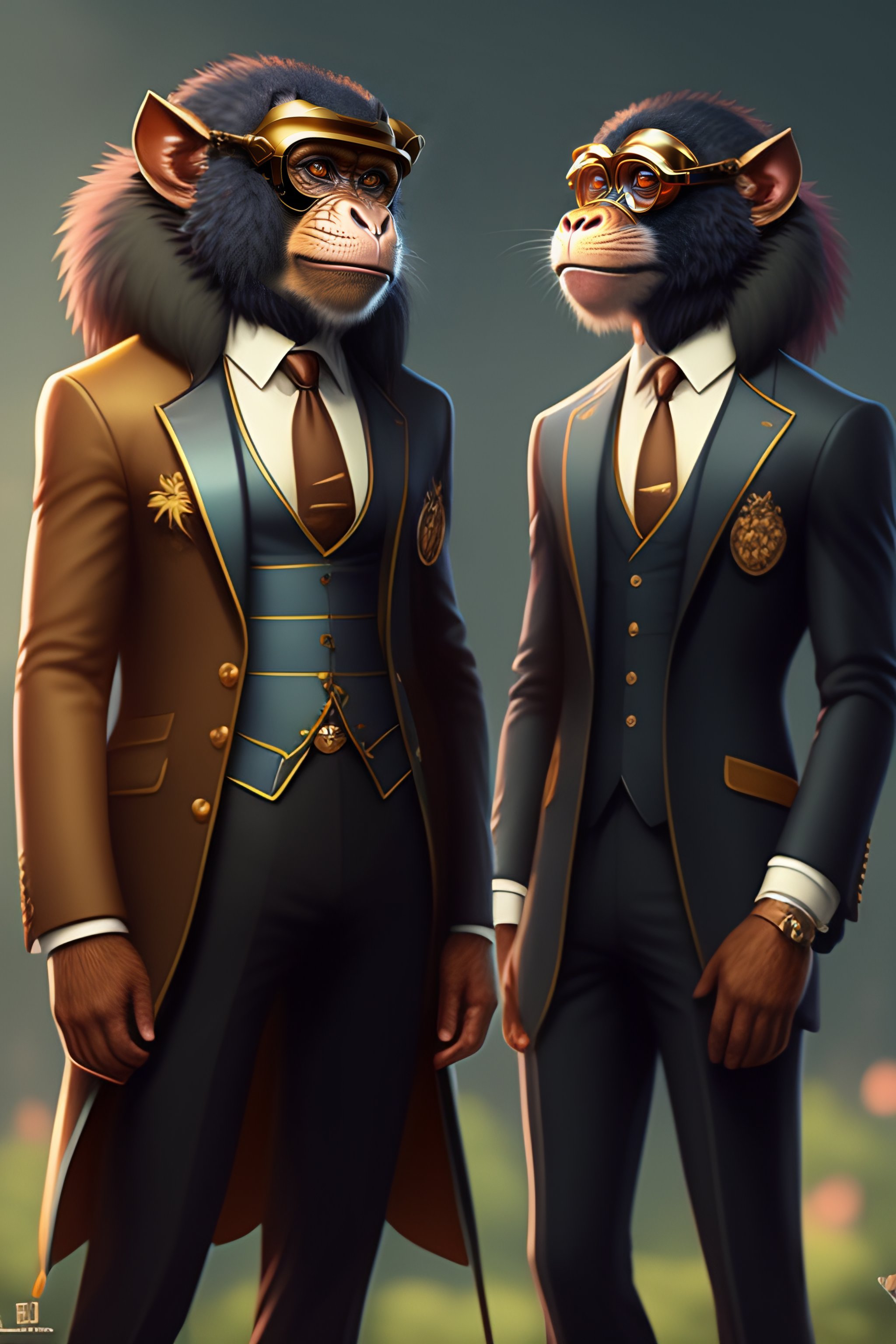 Lexica - Anthro furry humanoid monkey, three-piece suit, checking watch ...