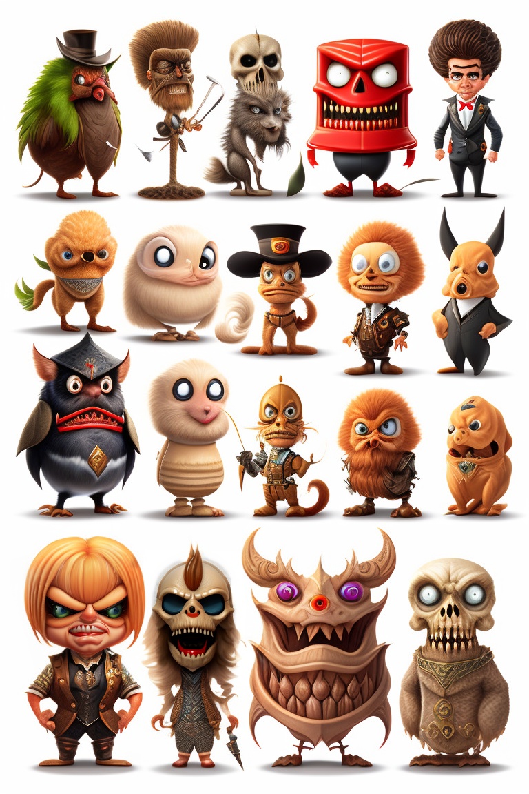 Lexica - Cartoon horror characters isolated on a white background ...