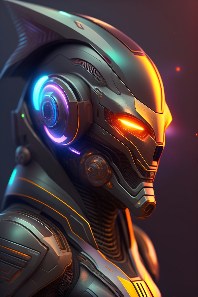 Lexica - A Cyborg-Alien Head, Futuristic Cyberpunk 3D Photorealistic