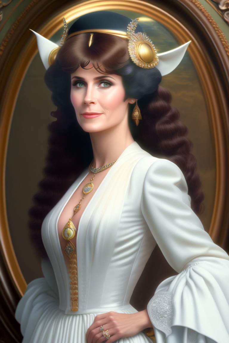 Lexica - Mira Furlan, Delenn, in a white dress