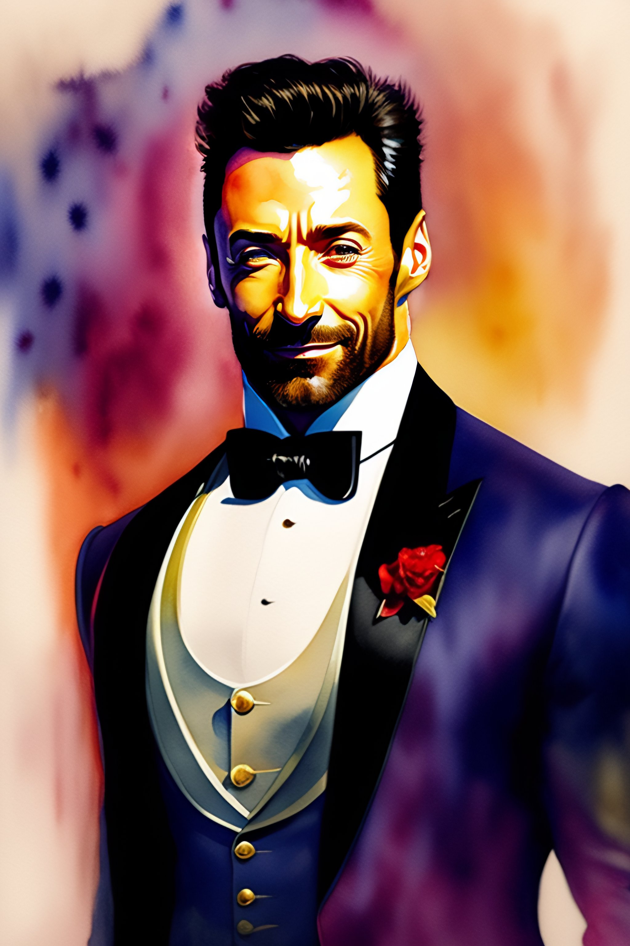 Lexica - A watercolor drawing of hugh jackman of "the greatest showman ...