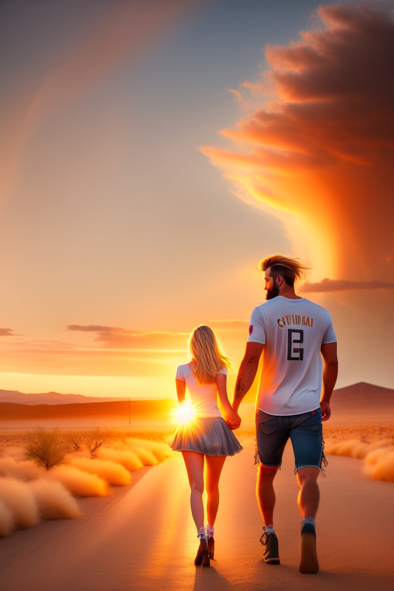 Lexica - Couple holding hands walking off into the sunset, post ...