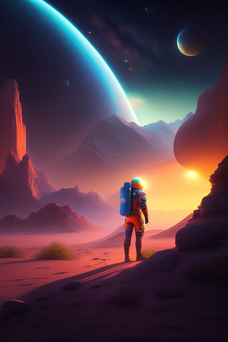 Lexica - An astronaut exploring a new planet with a lush, alien ...
