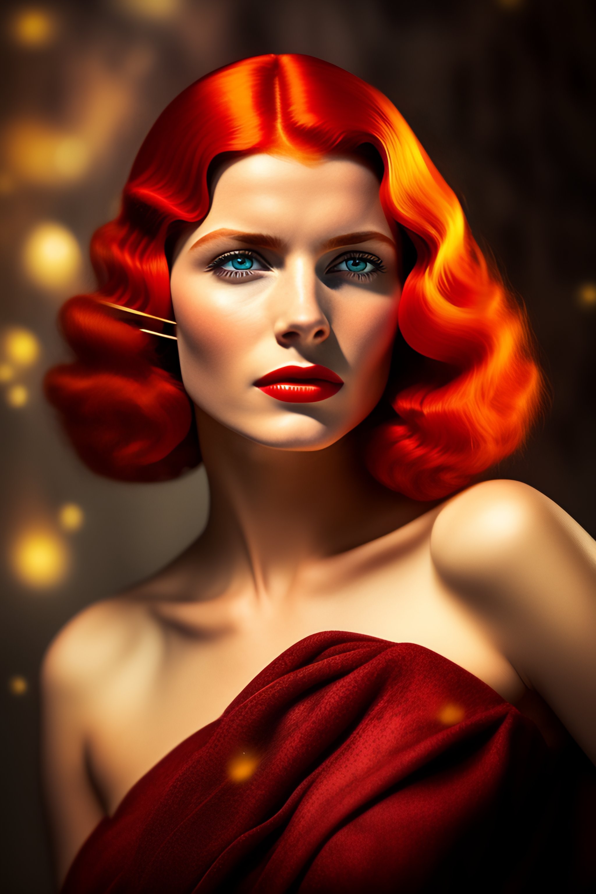 Lexica - Photography, young artistic aryan woman crying drops ,red hair ...