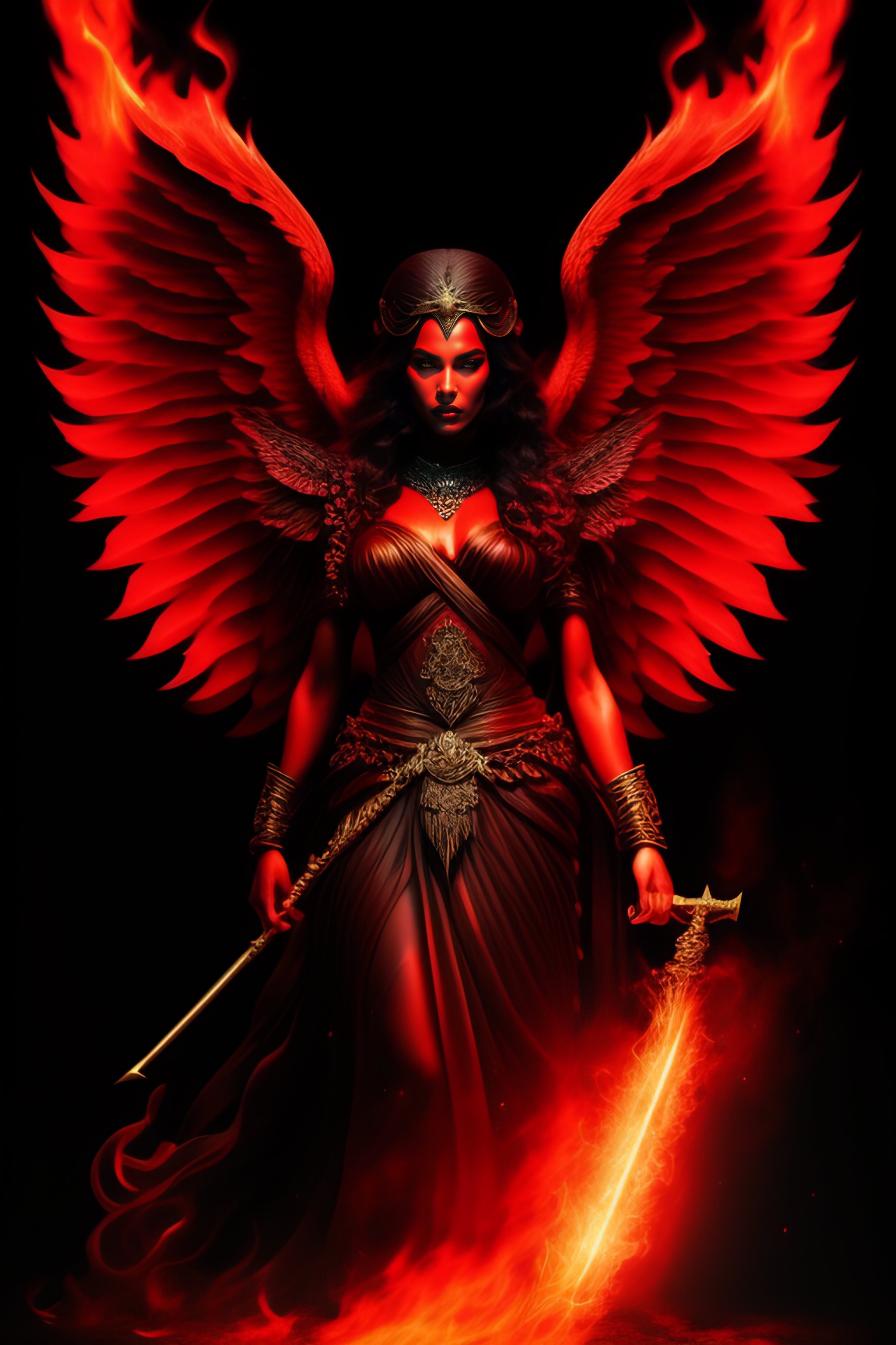 Lexica - Angel of anger made of black fire, angel of wrath made of red fire