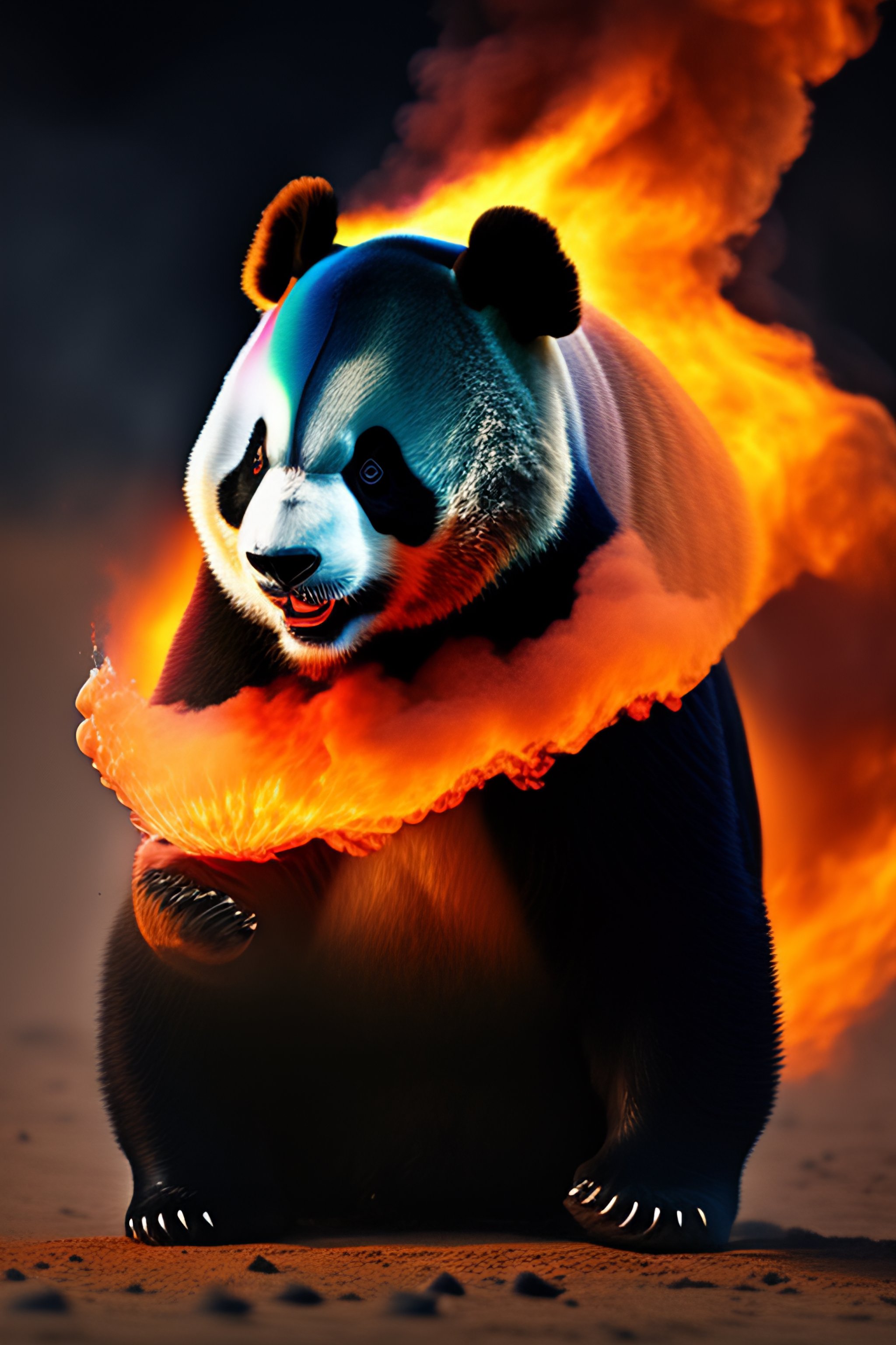 Lexica - Angry panda fire cloud