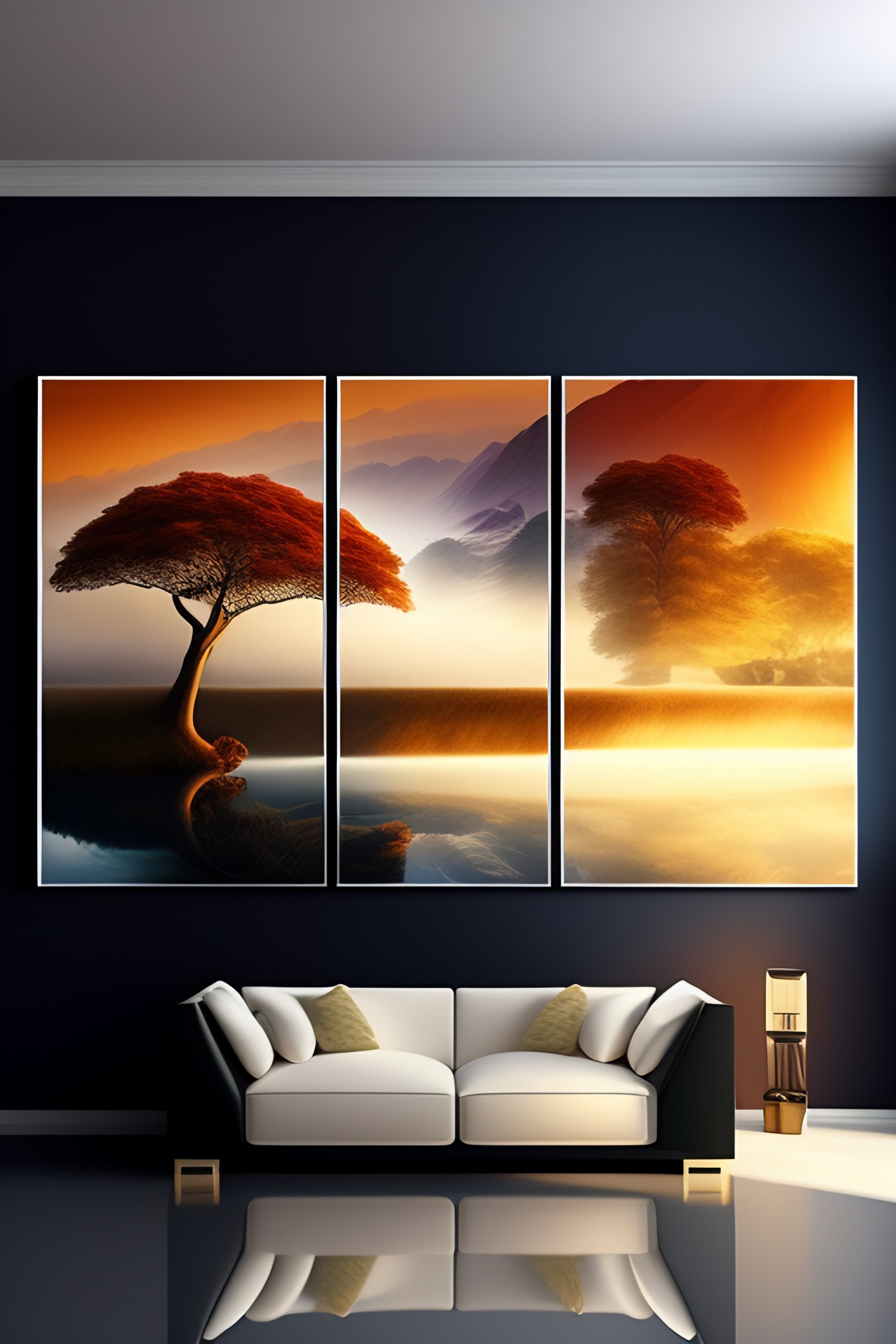 Lexica - 3 seperate canvas on wall in family house