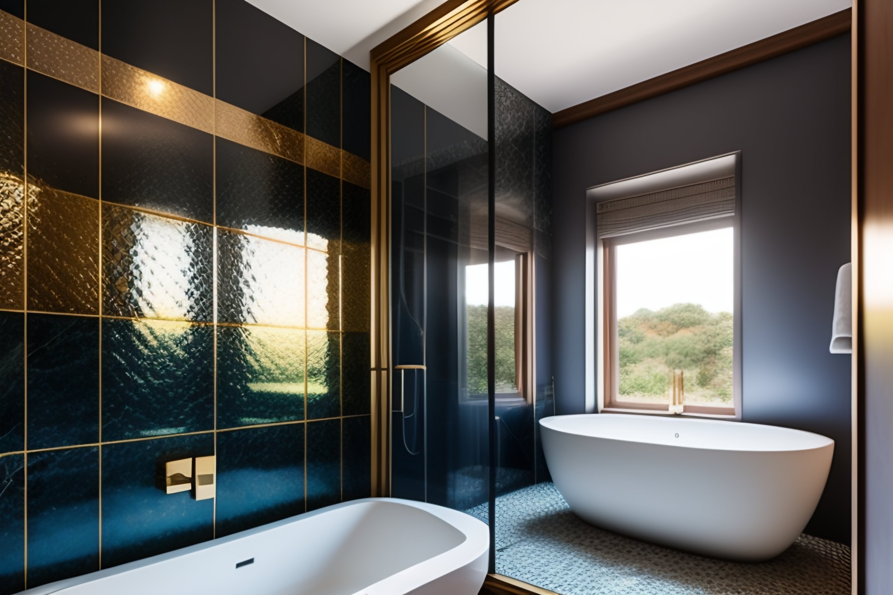 Lexica - Opulent bathroom tiles in marble imitation, mosaic covered ...