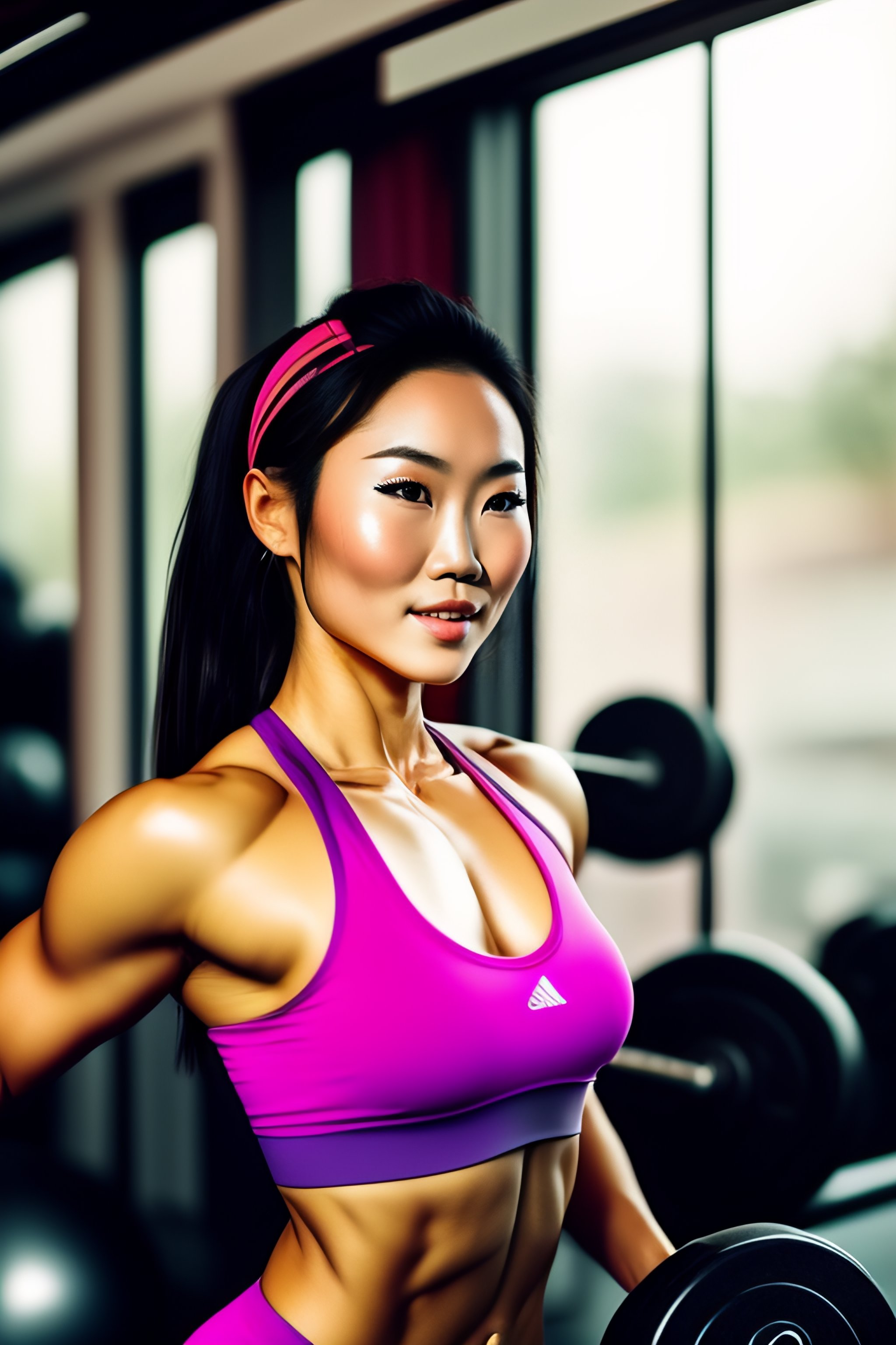 Lexica - Pretty asian girl working out fitness, realistic, smooth, sharp