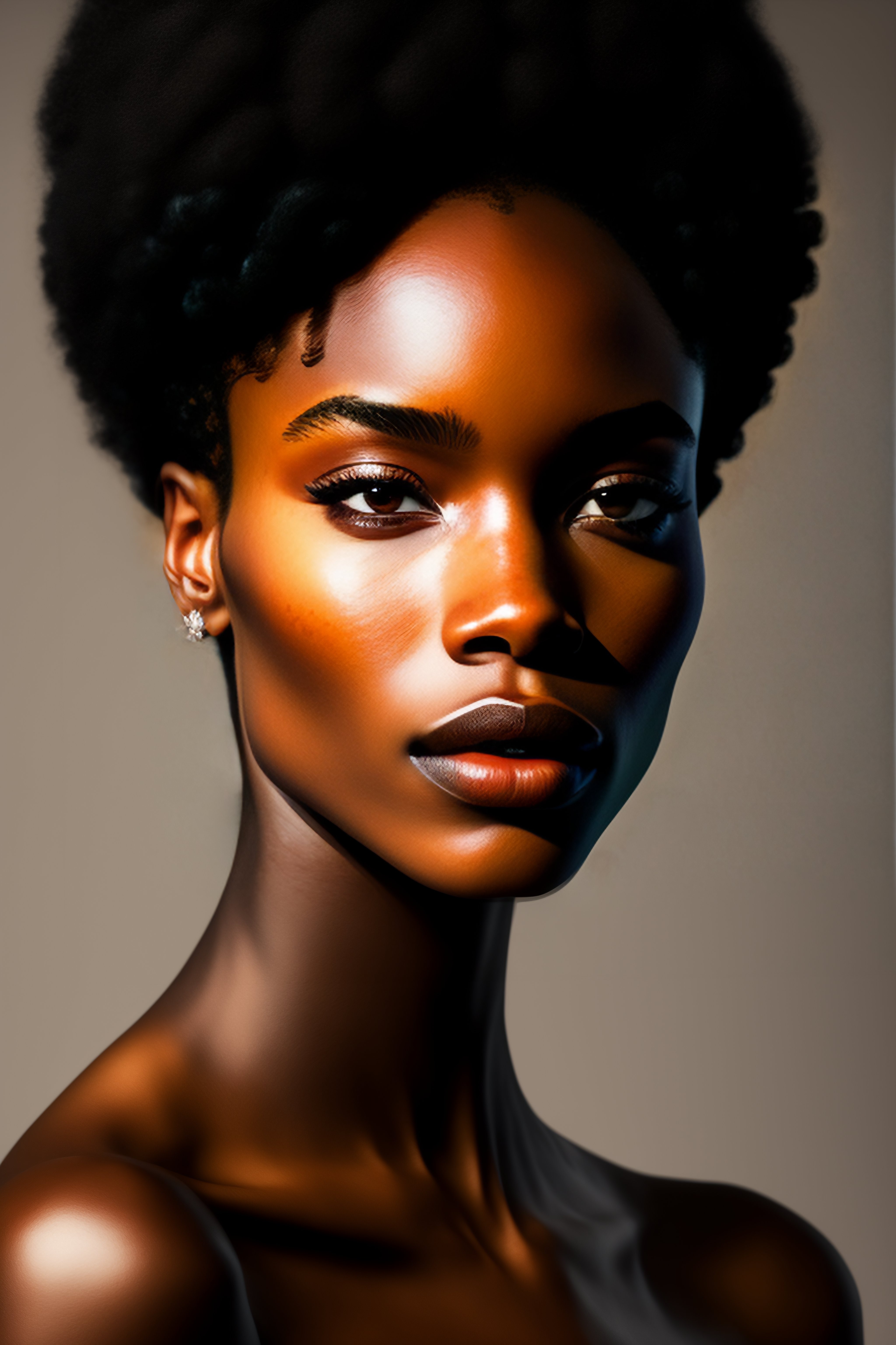 Lexica - A portrait of a black female model with good skin in nature ...