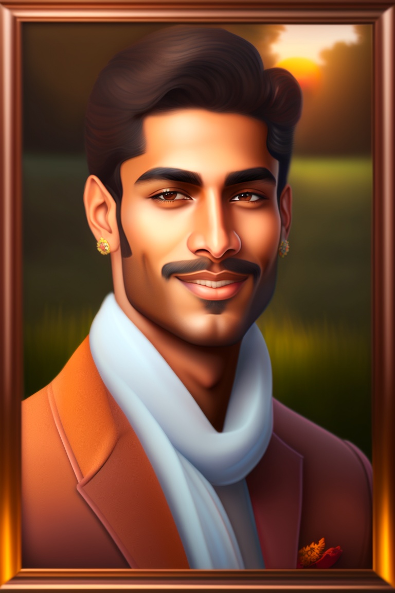 Lexica - A young handsome indian man with sheeny brown skin wearing a ...