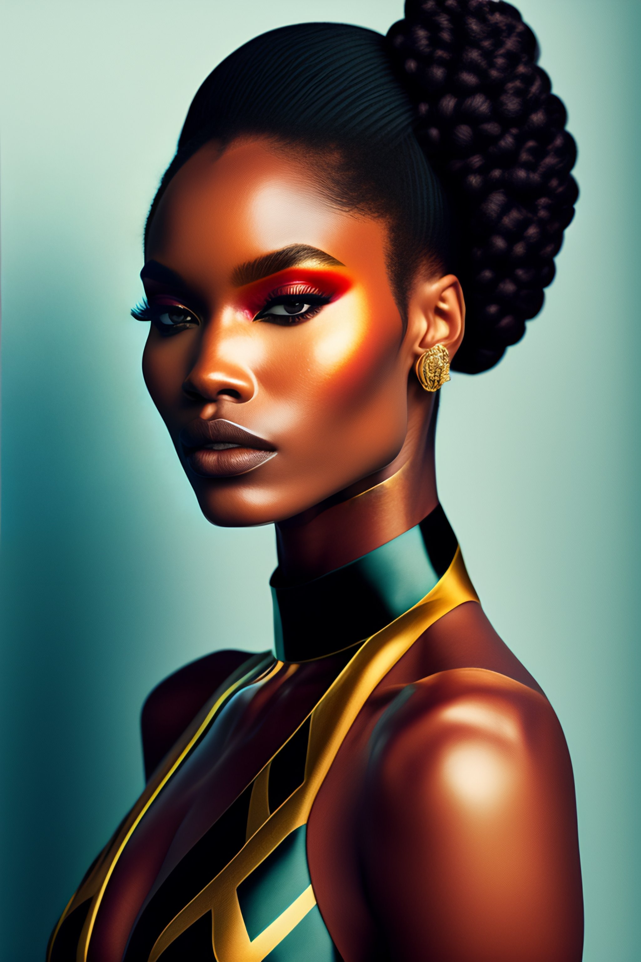 Lexica - Portrait of a model wearing a Versace dress