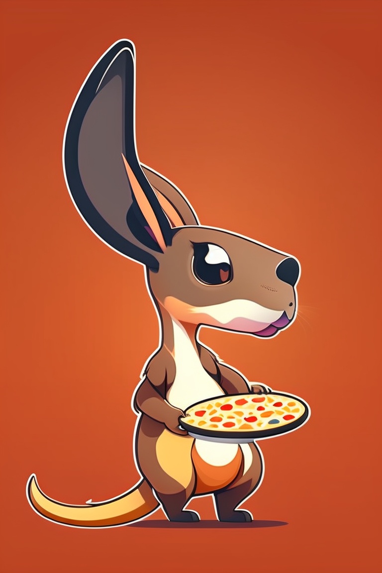 Lexica - Cute cartoon kangaroo holding a pizza, anime style, no ...