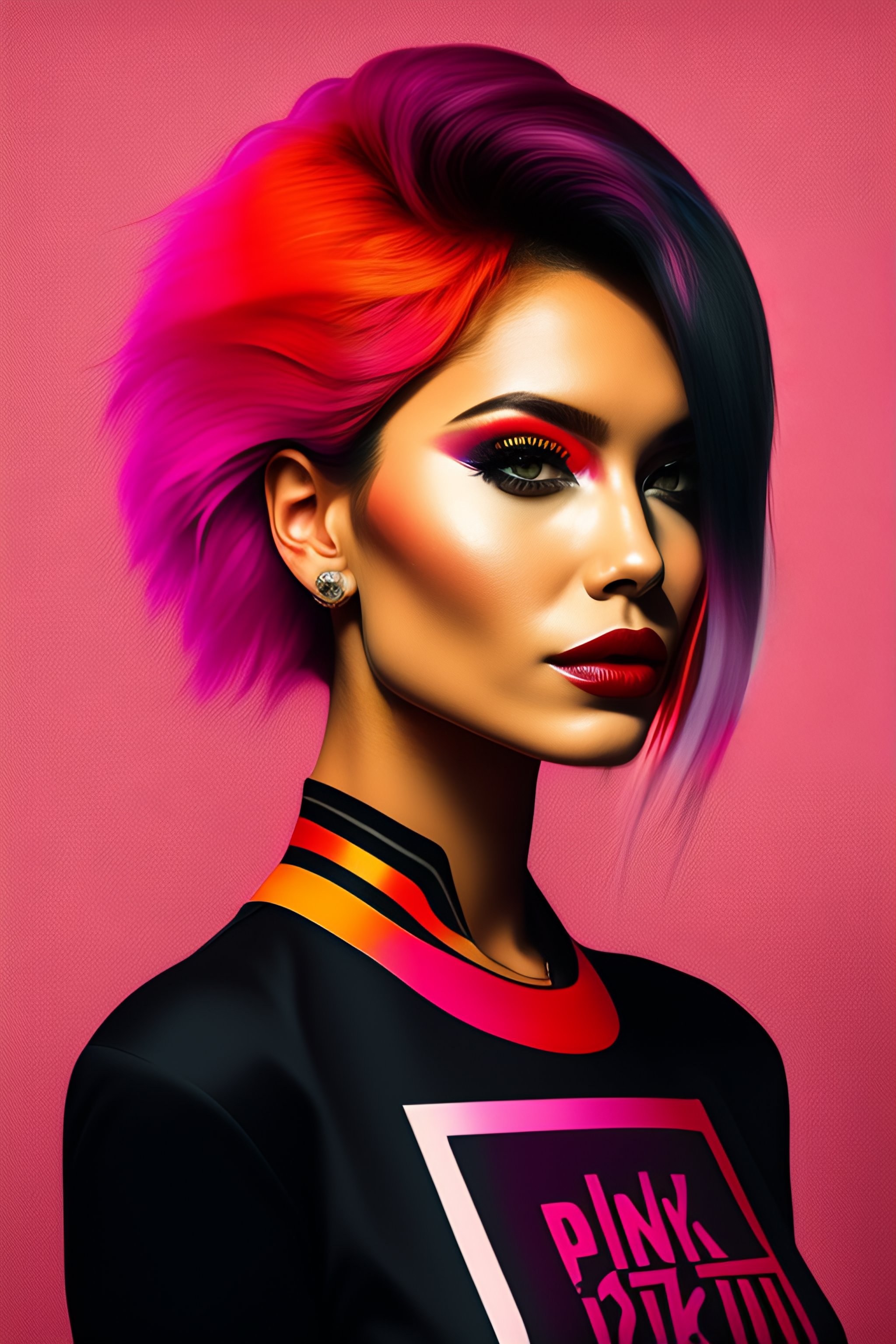 Lexica - Flat design, Portrait of a punk girl from abstract lines