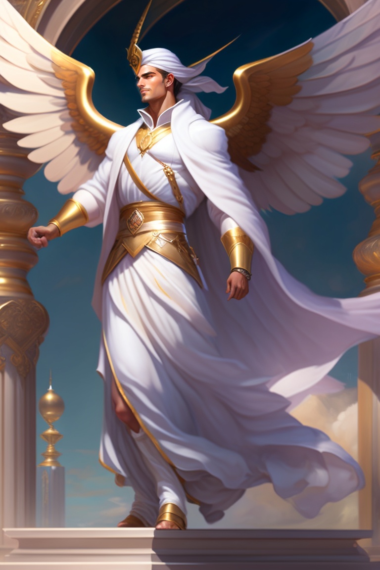 Lexica - Full body rising Saint Angel arabian man by stanley artgerm ...