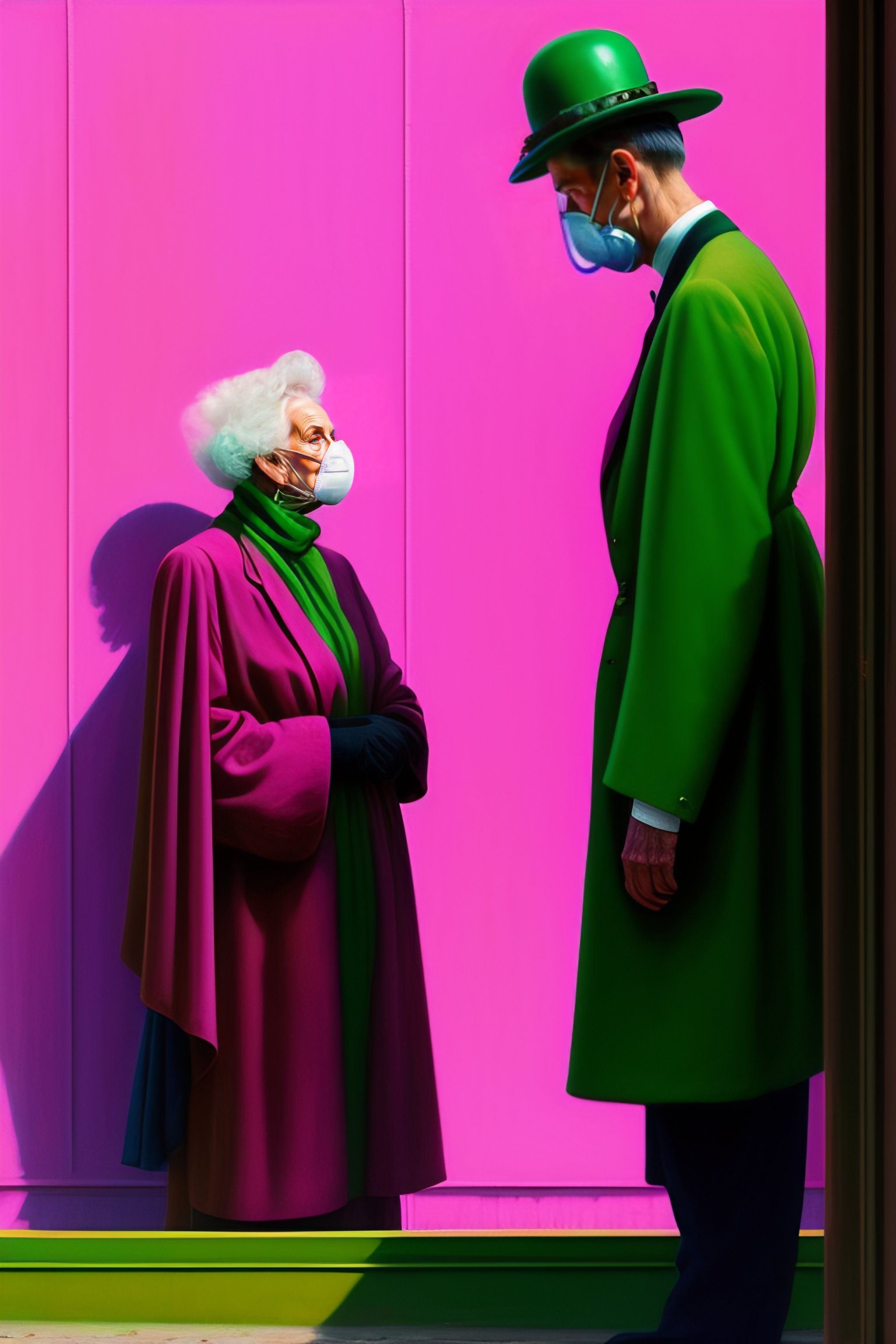 Lexica - Two skinny old people with extra limbs, wearing gas masks ...