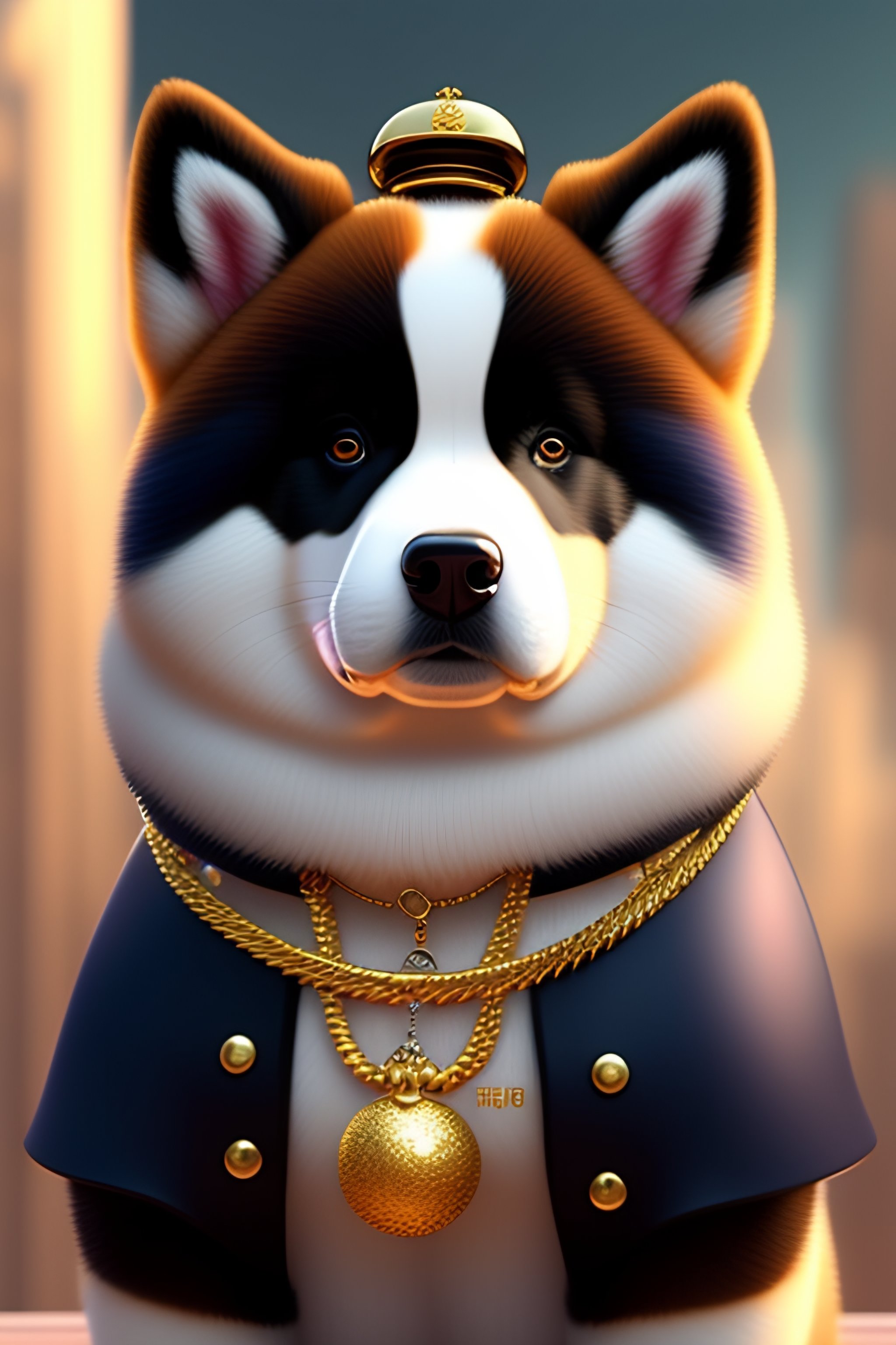 Lexica - CUTE AND ADORABLE CARTOON FLUFFY AKITA INU WITH CAP and a ...