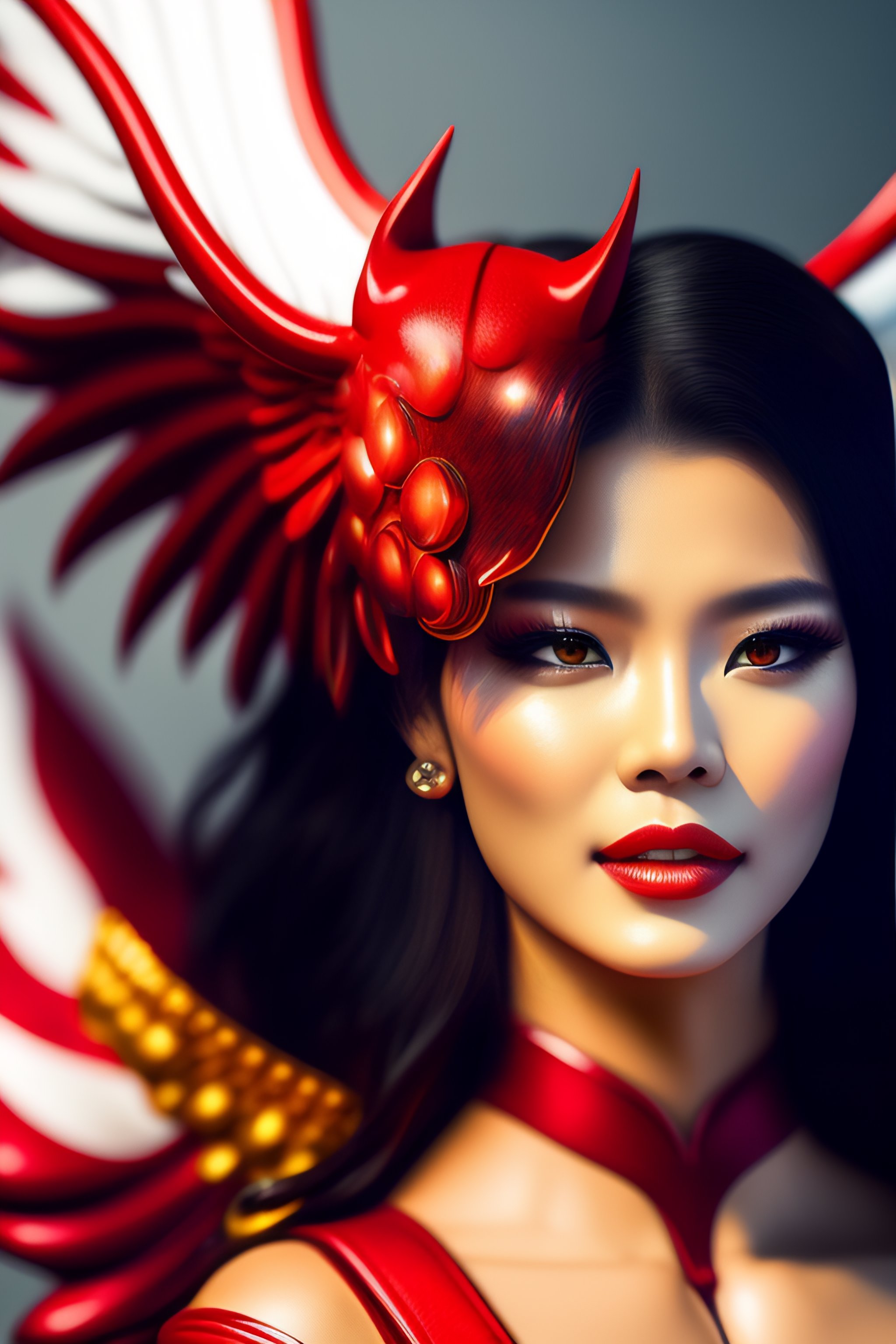 Lexica - Red demon fighting against white angel in epic battle, bright ...