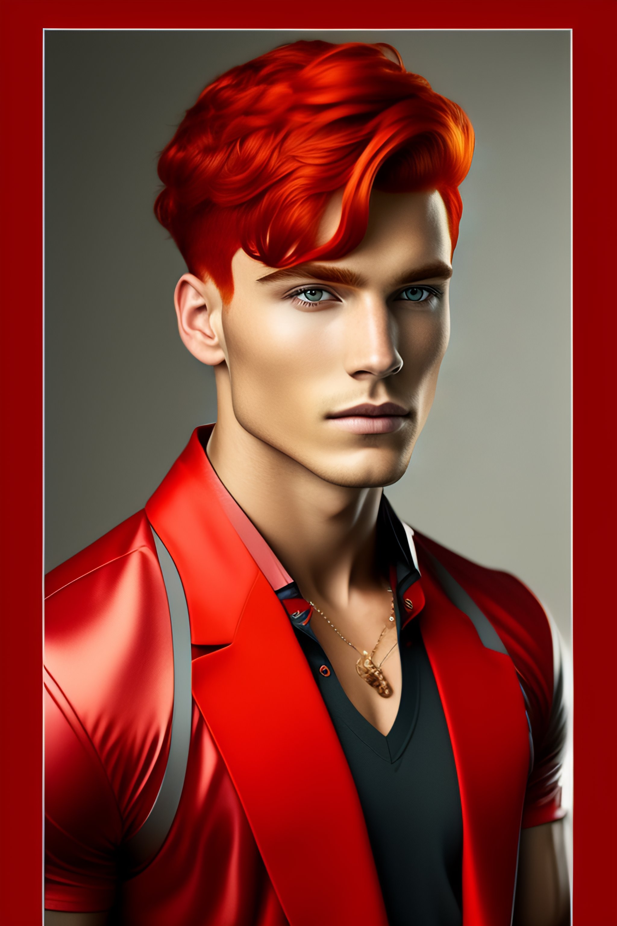 Lexica - Portrait of a young man, red hair, red skin, short hair