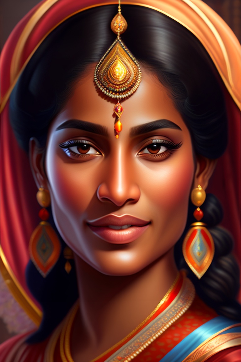 Lexica - Close portrait, indian woman, digital painting, highly ...