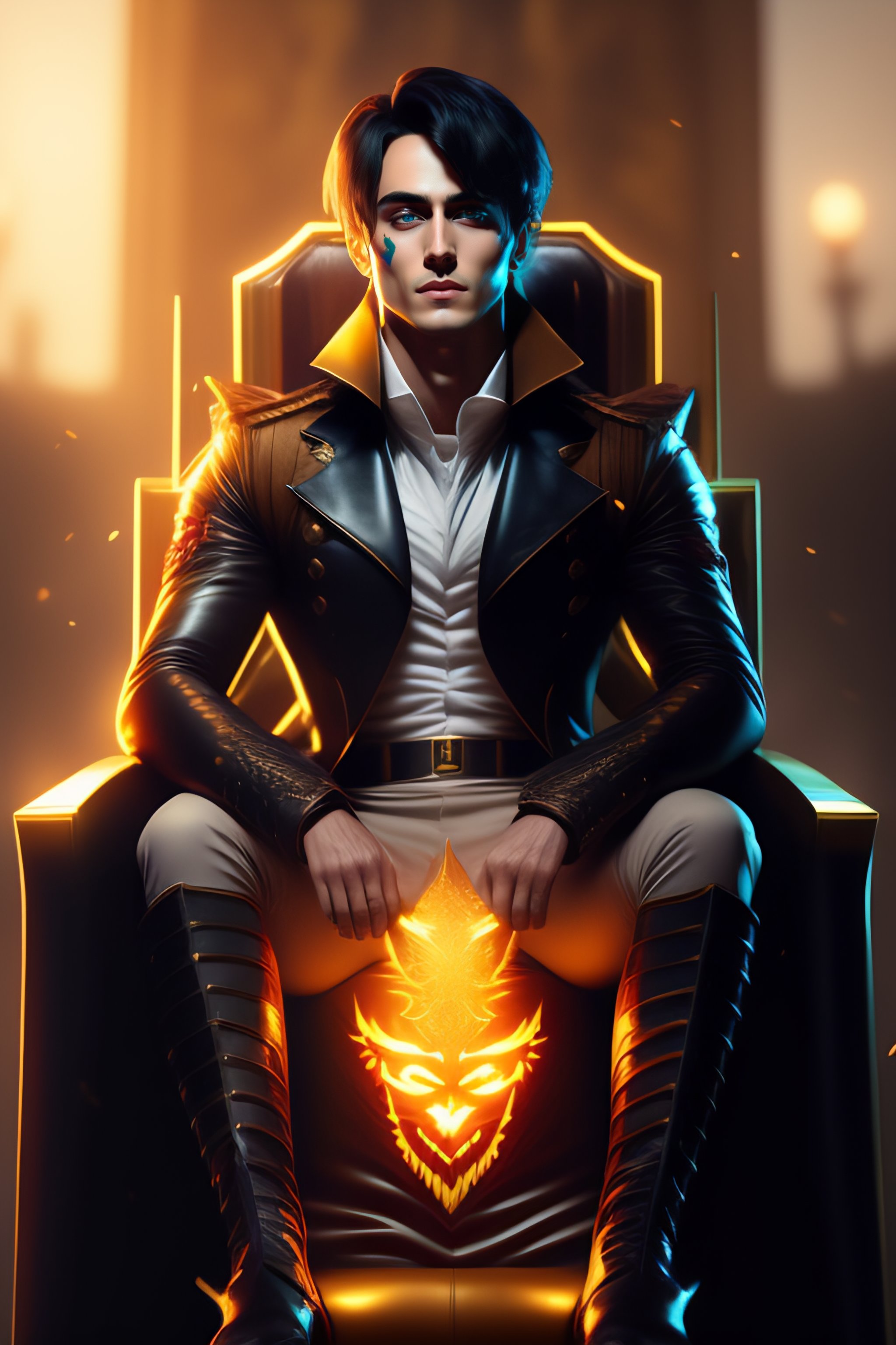 Lexica - Eren yeager as a marvel supervillian, glowy eyes, sitting in a ...
