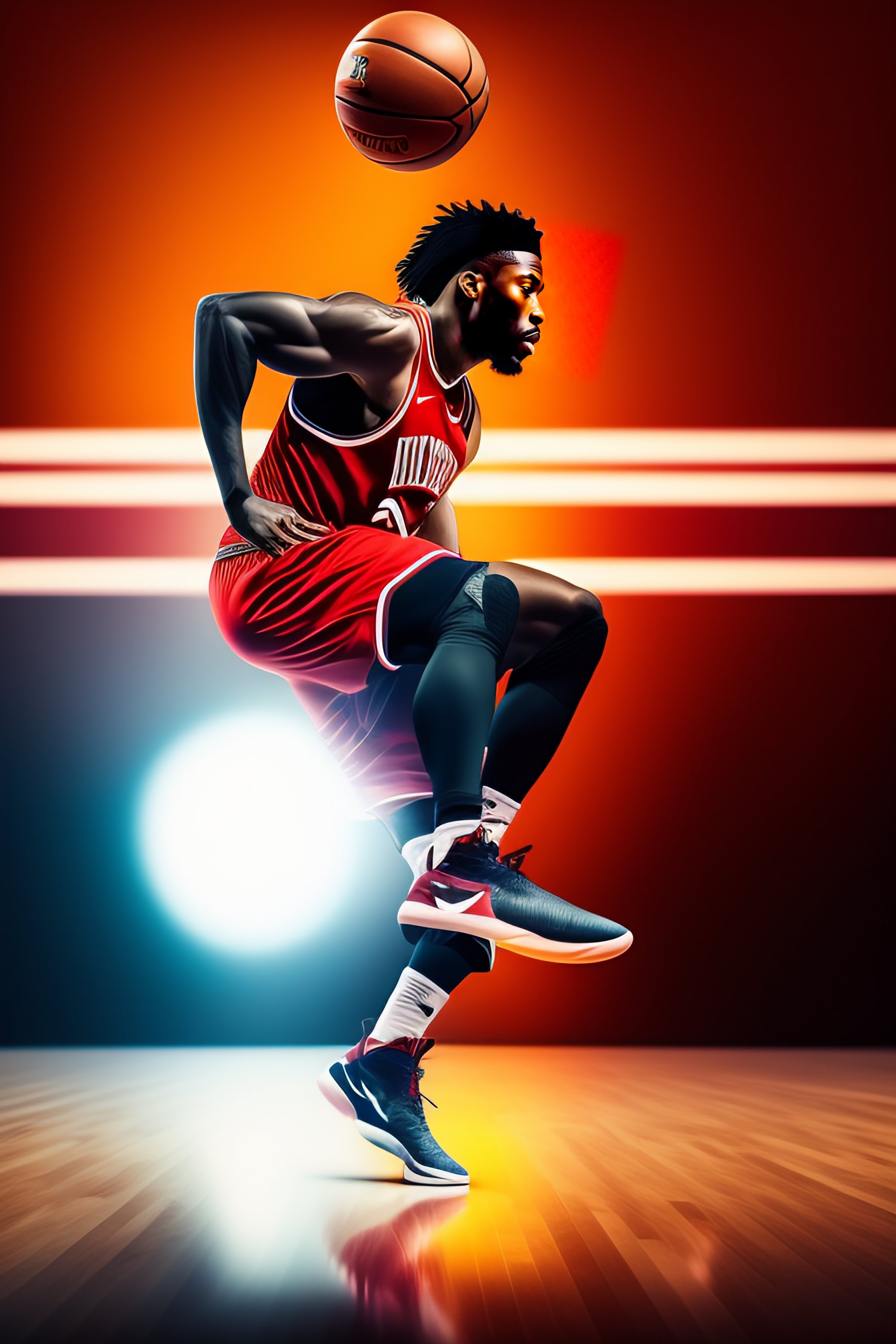 Lexica - Portrait of an basketball player dunking in 3d