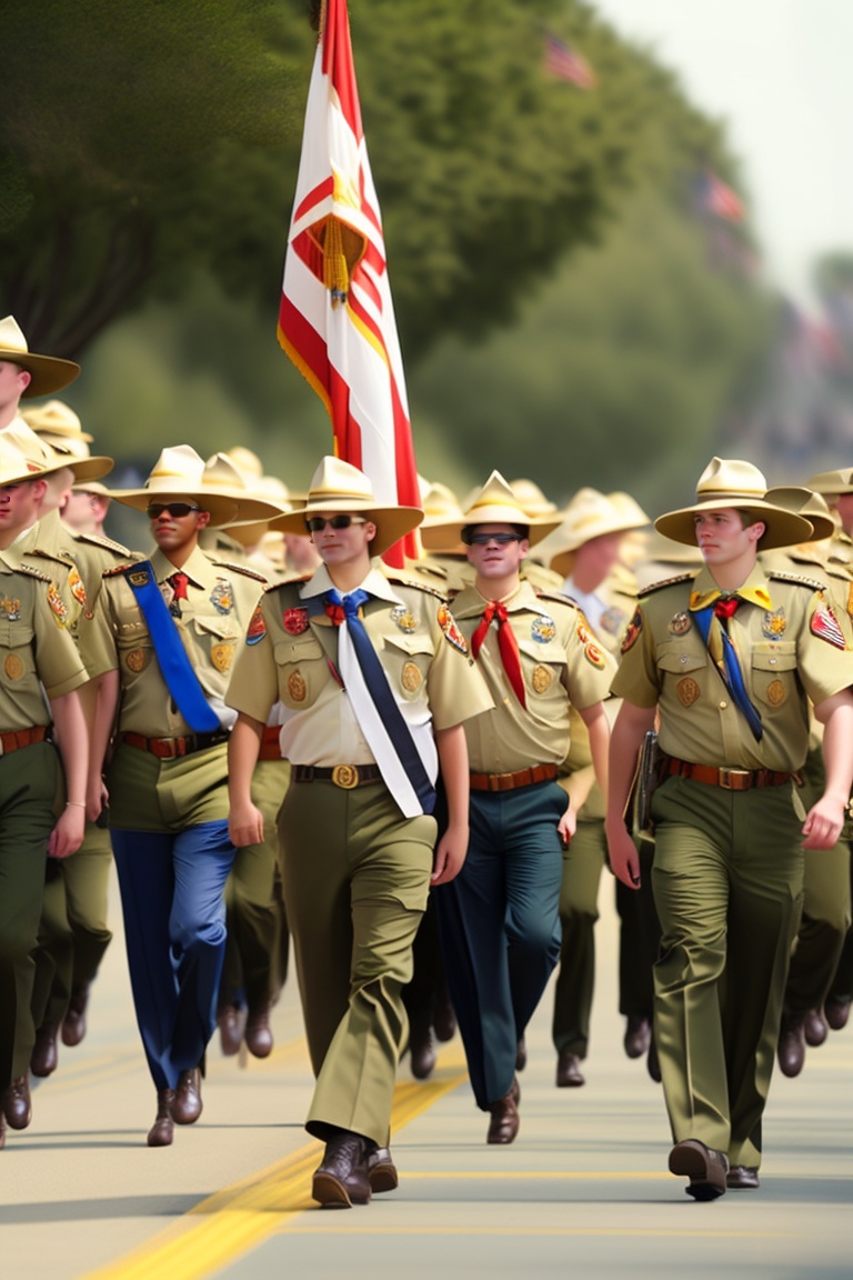 Lexica - A group of Boy Scouts of America Scouts, in uniform, marching ...