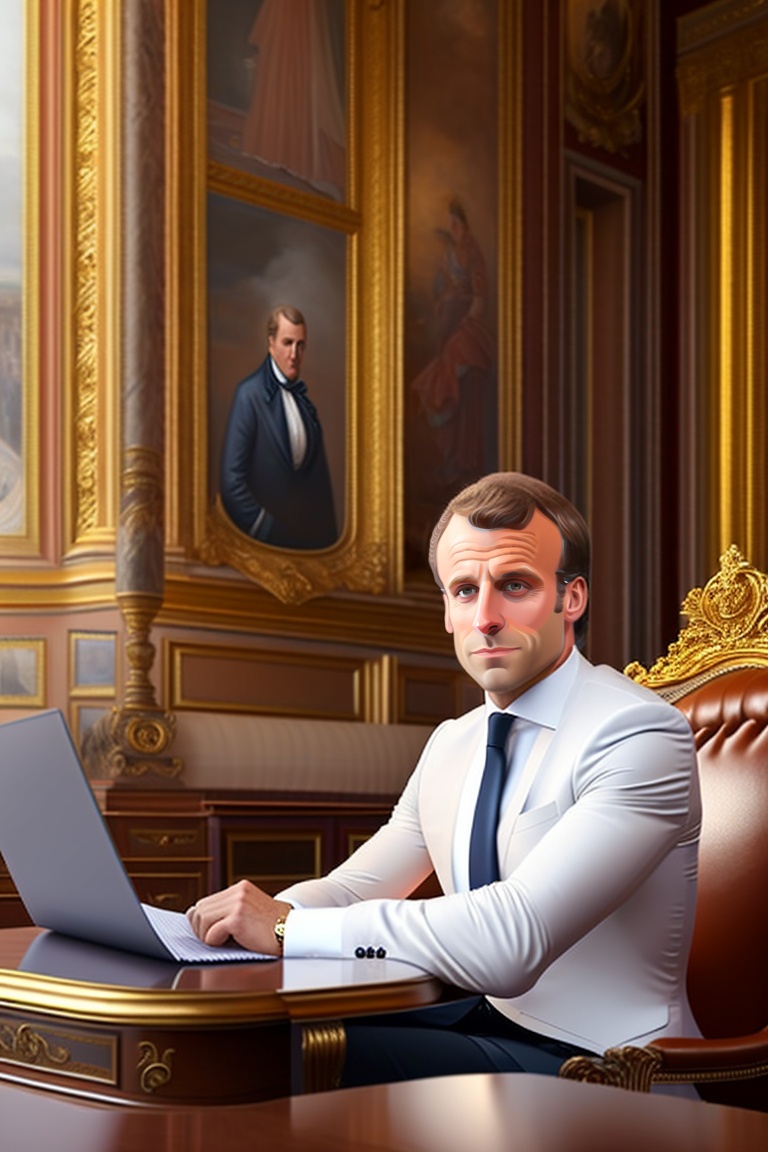 Lexica - Emmanuel Macron, the President of the French Republic, seated ...