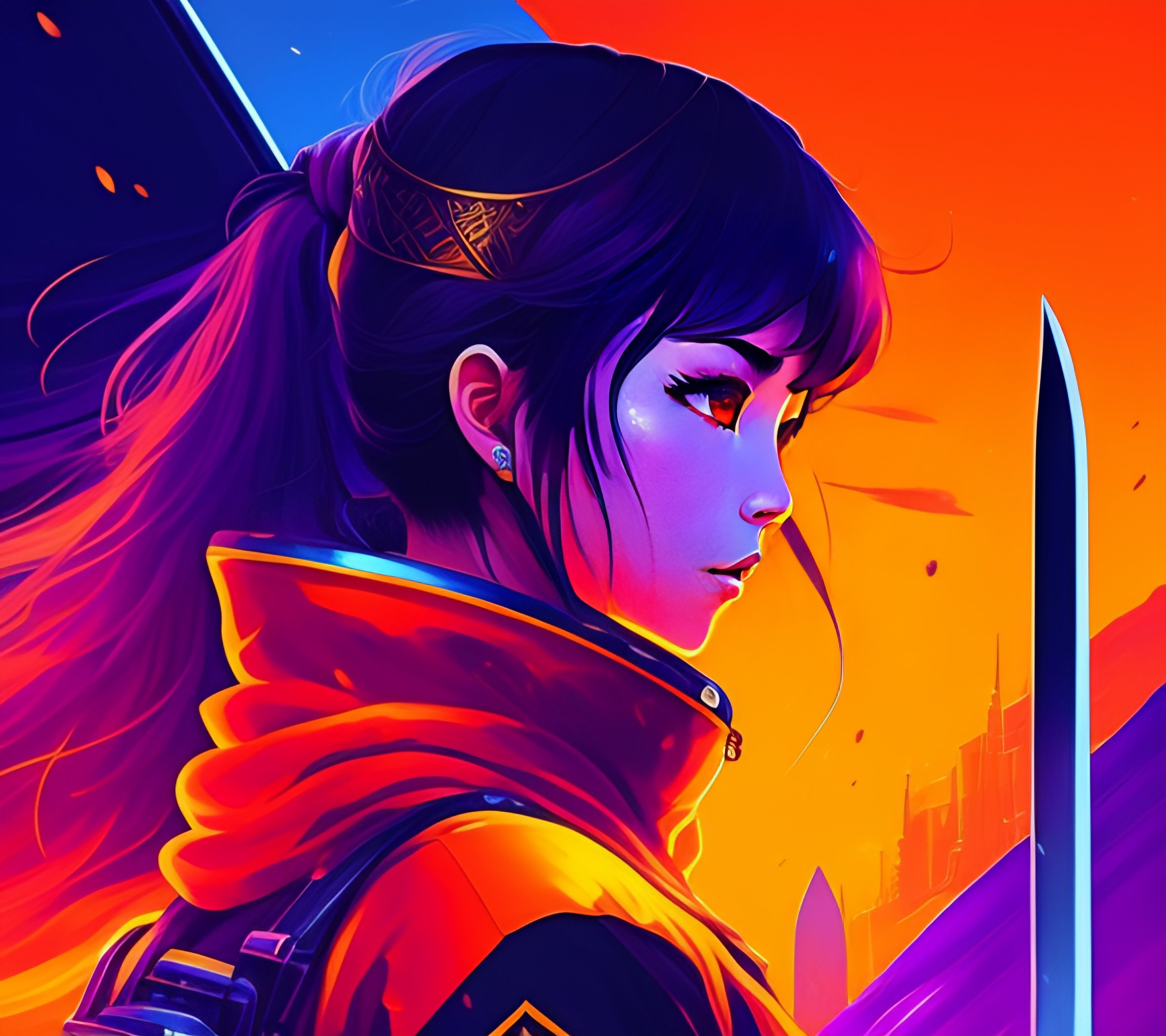 Lexica - Logo of ten swords, katana, style of laurie greasley, studio ...