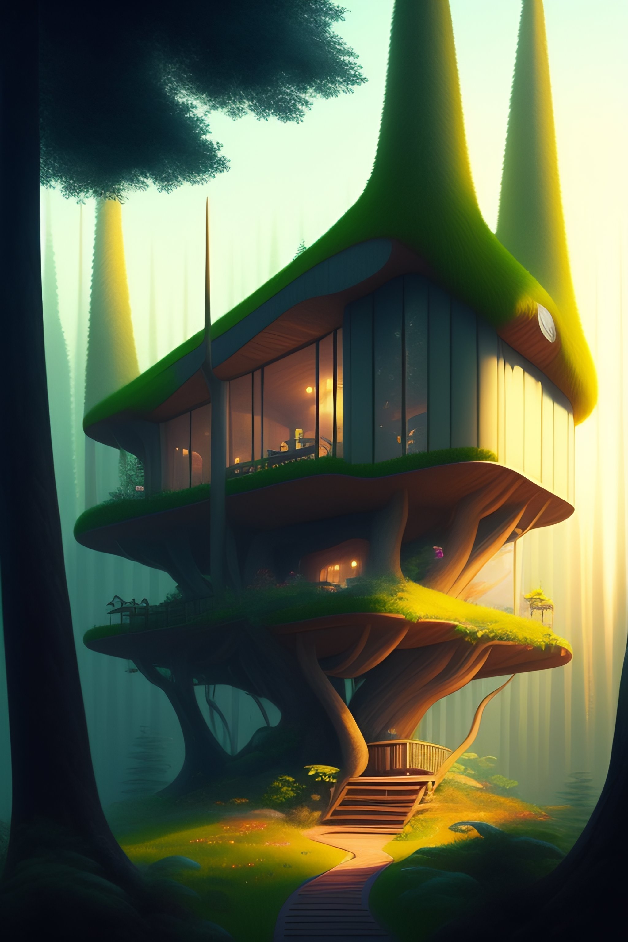 Lexica - A detailed house in a forest, by James Gilleard, fantasy ...
