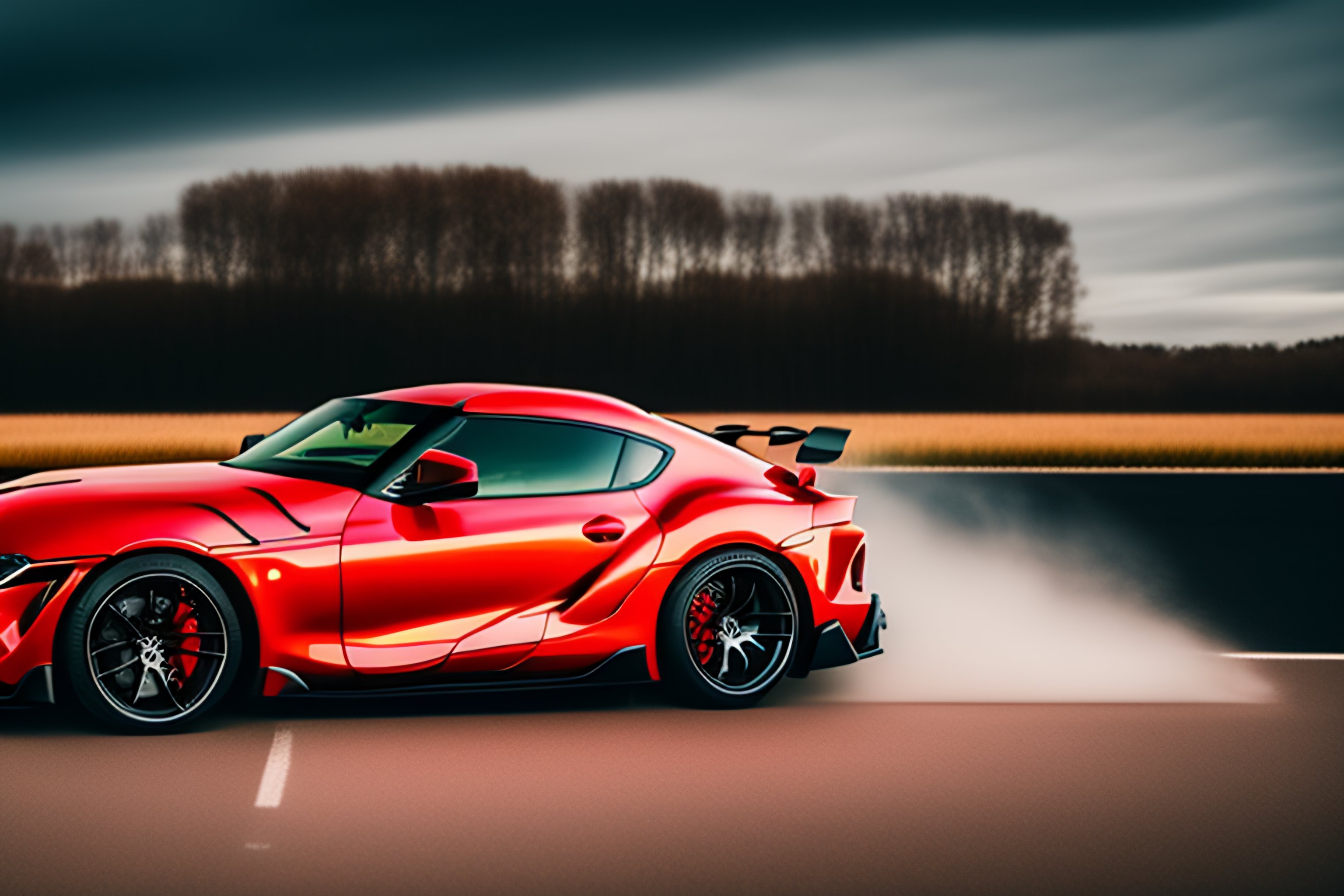 Lexica - Toyota supra, photography, red, on a track, hasselblad 35mm