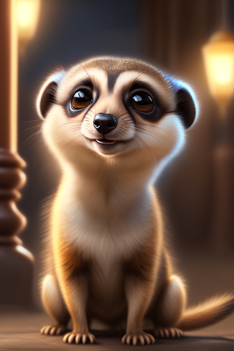 Lexica - A cute meerkat | big eyes, summer night, realistic shaded ...
