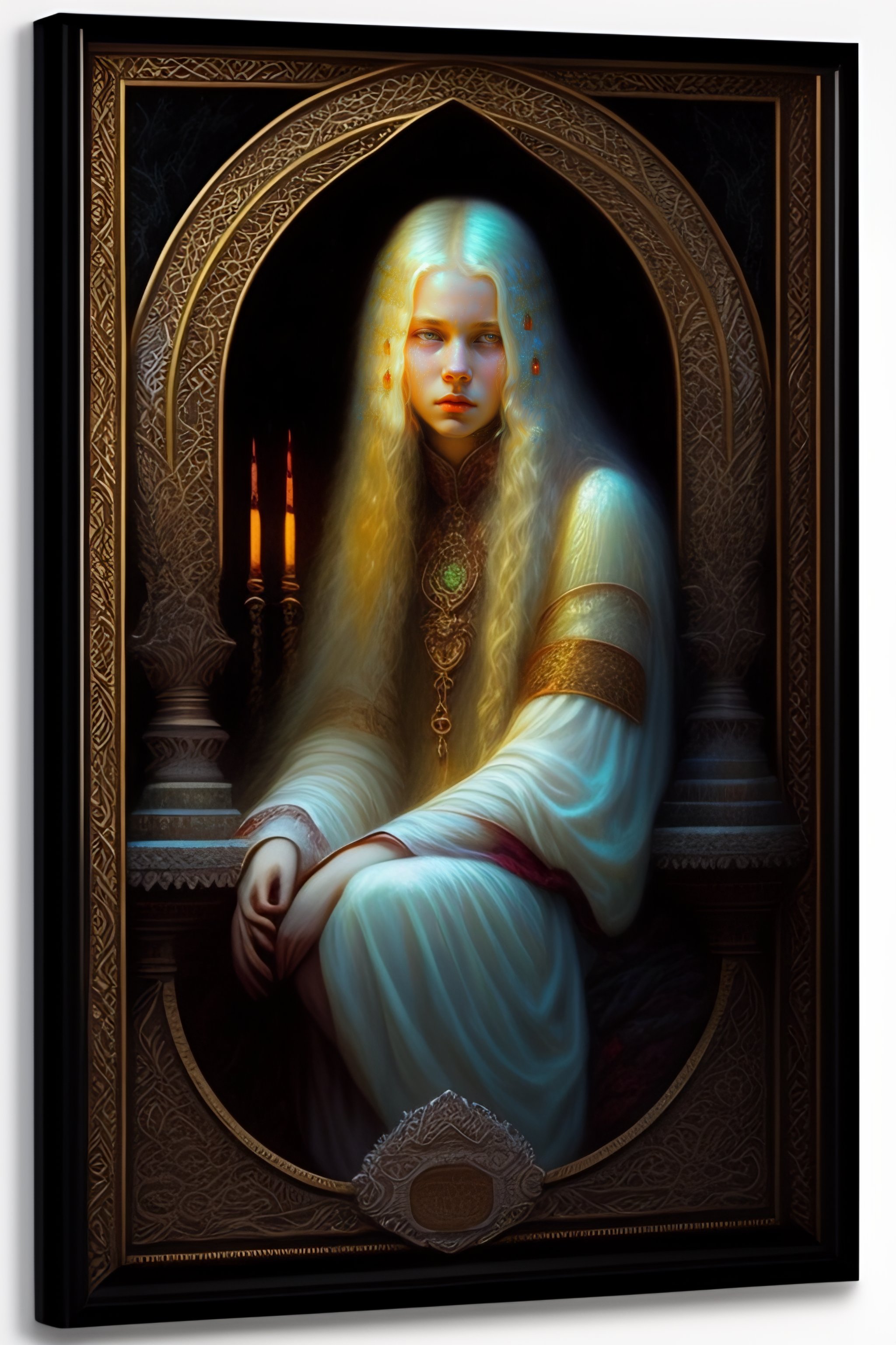 Lexica - 12 years old crying albino vampire female in a temple sitting ...
