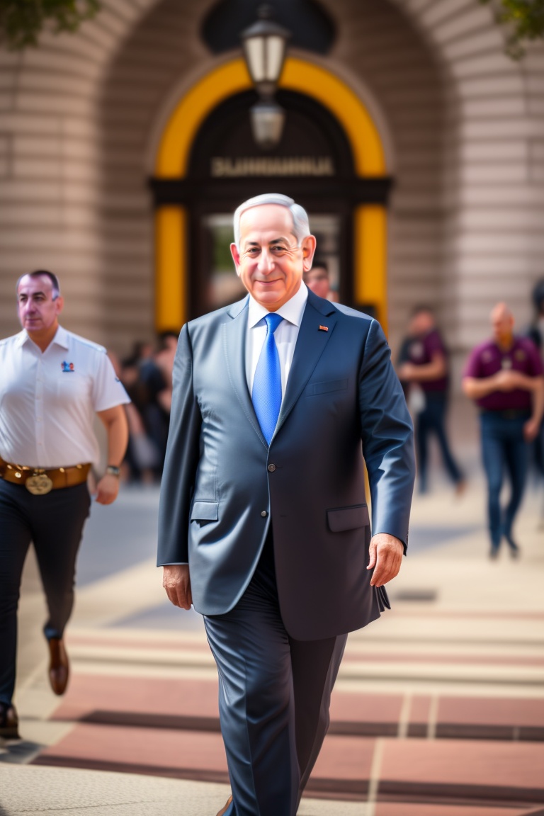Lexica - Benjamin Netanyahu taking a walk in the Cataluña square in ...