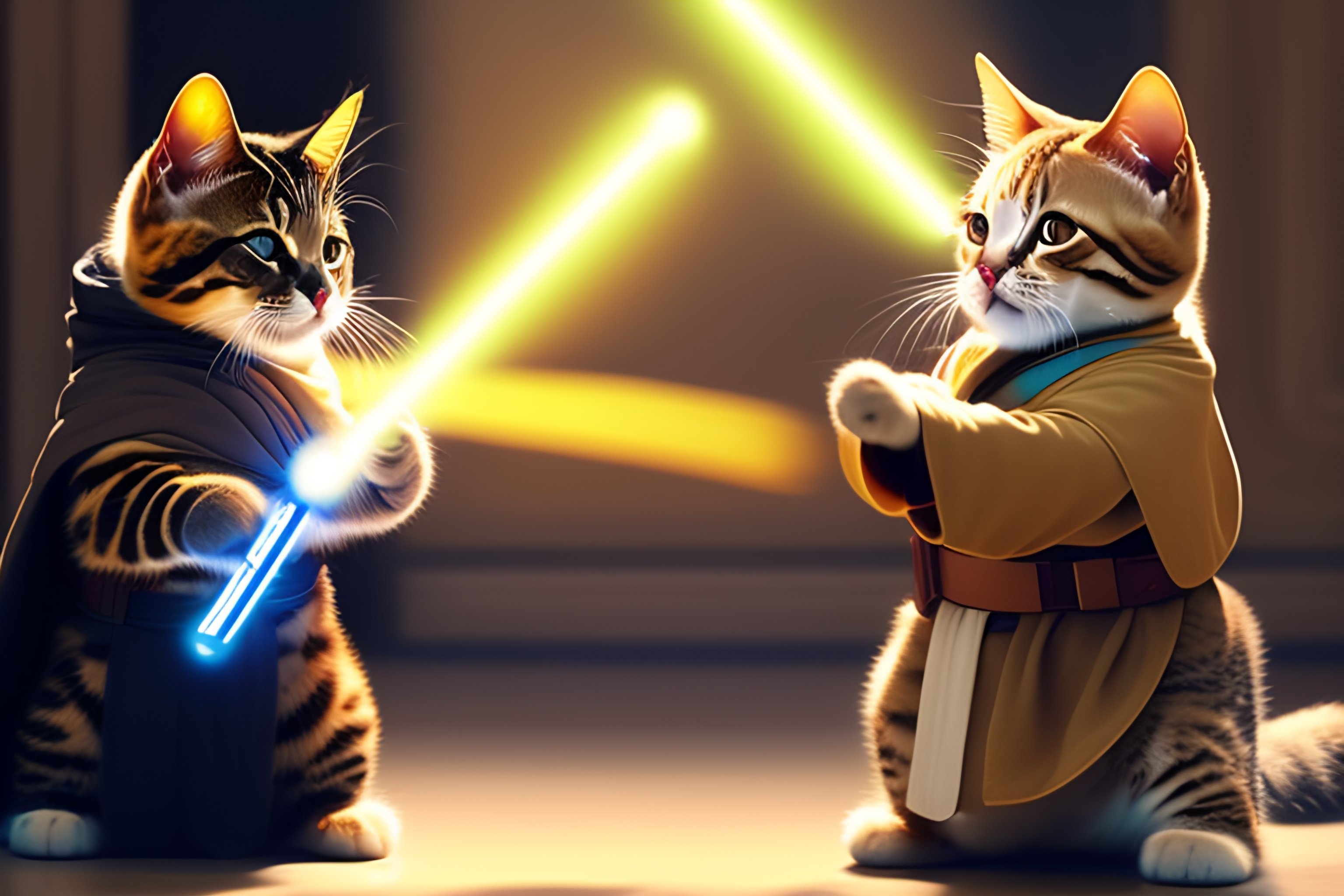 Jedi Cats Fight