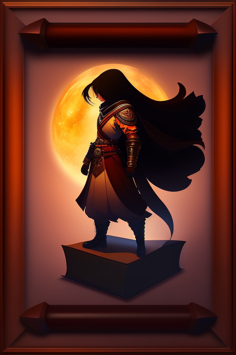 Lexica - Shadow figure on a ancient scroll, anime style