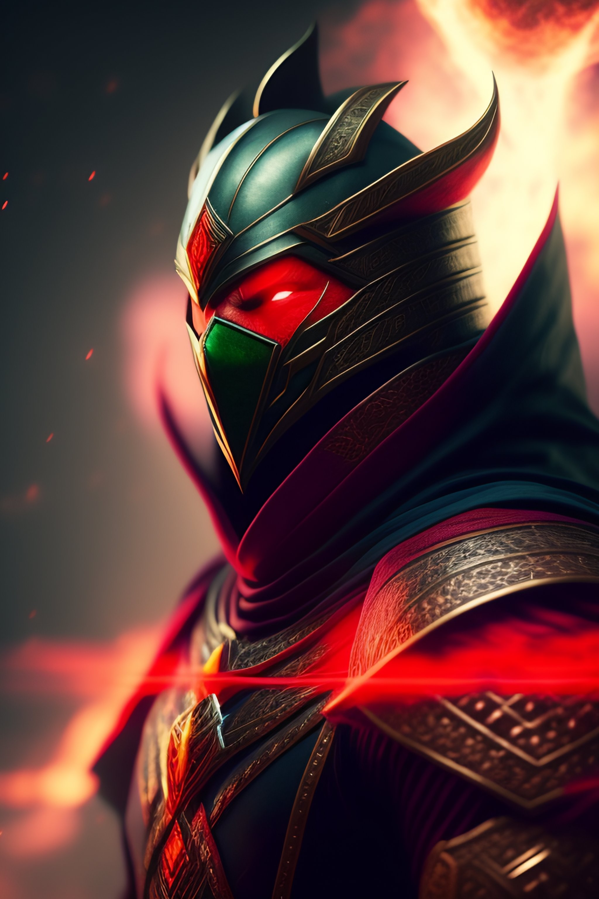 Lexica - Strange mask, wizard ,runes on clothing, daedric, thorned ...