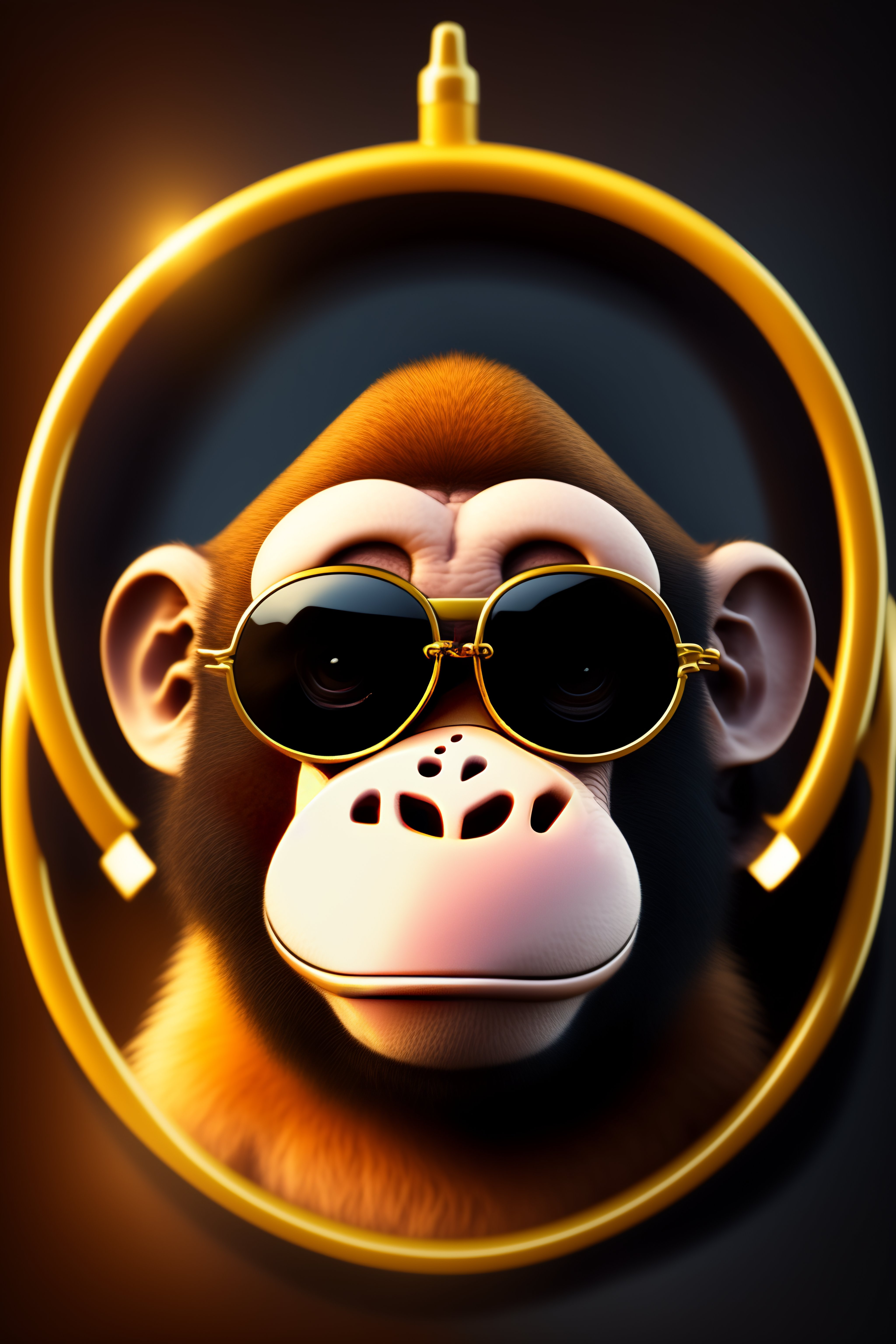 Lexica - Cartoon style monkey head with racing glasses bitting a ...