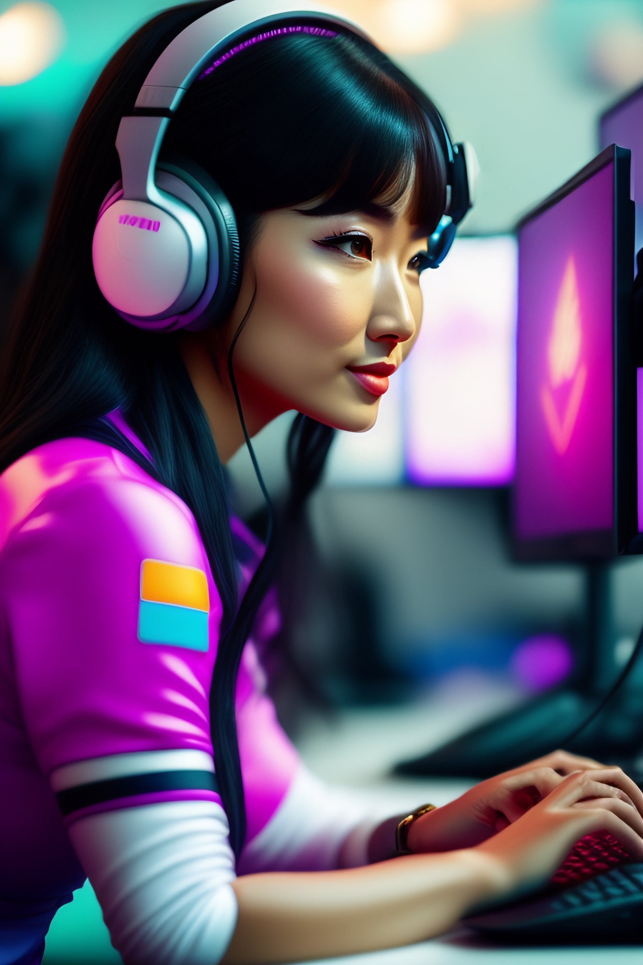 Lexica - Dva using computer and playing League of Legends