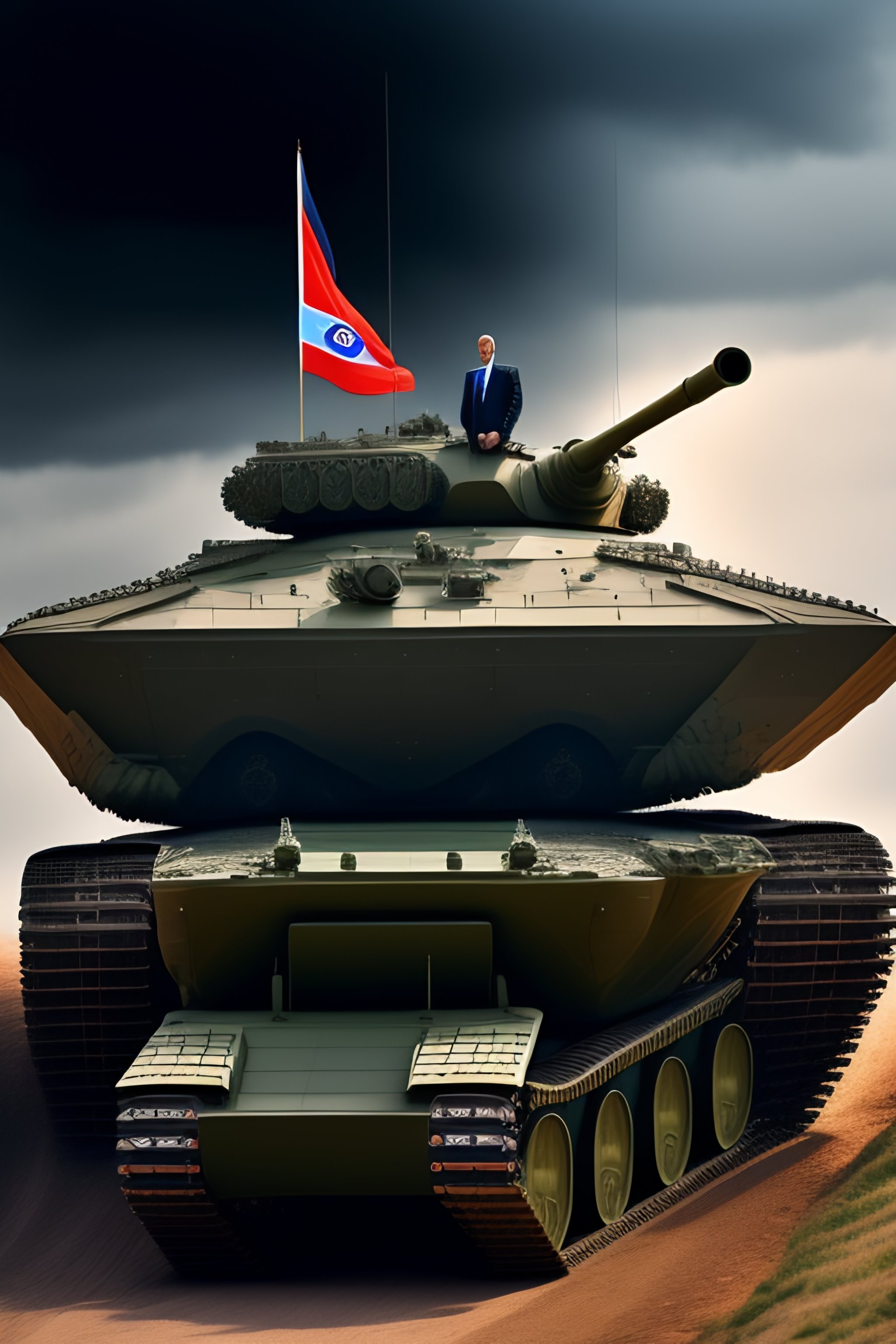 Lexica - Putin standing with armata tank