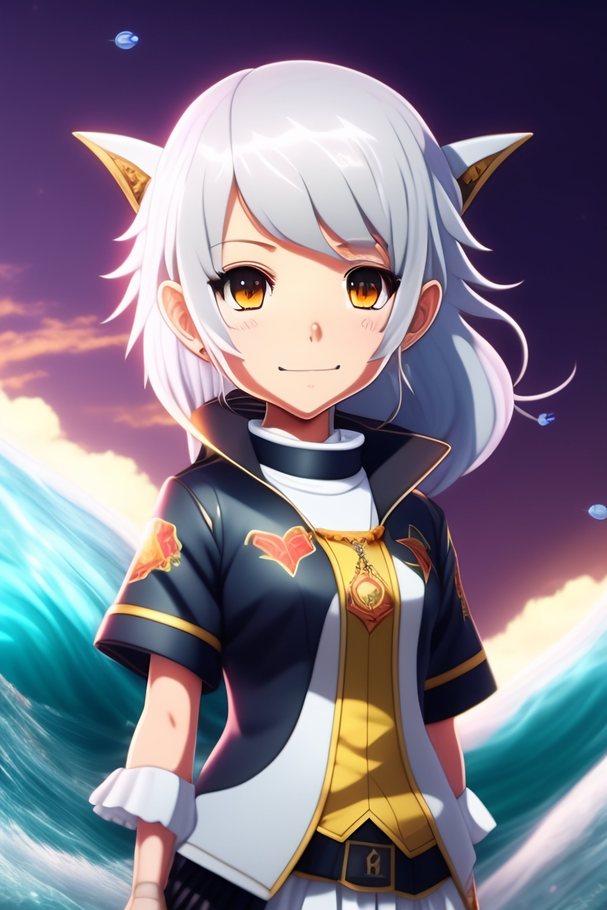Lexica - A girl, anya anime style, with white hair, wearing a shark ...