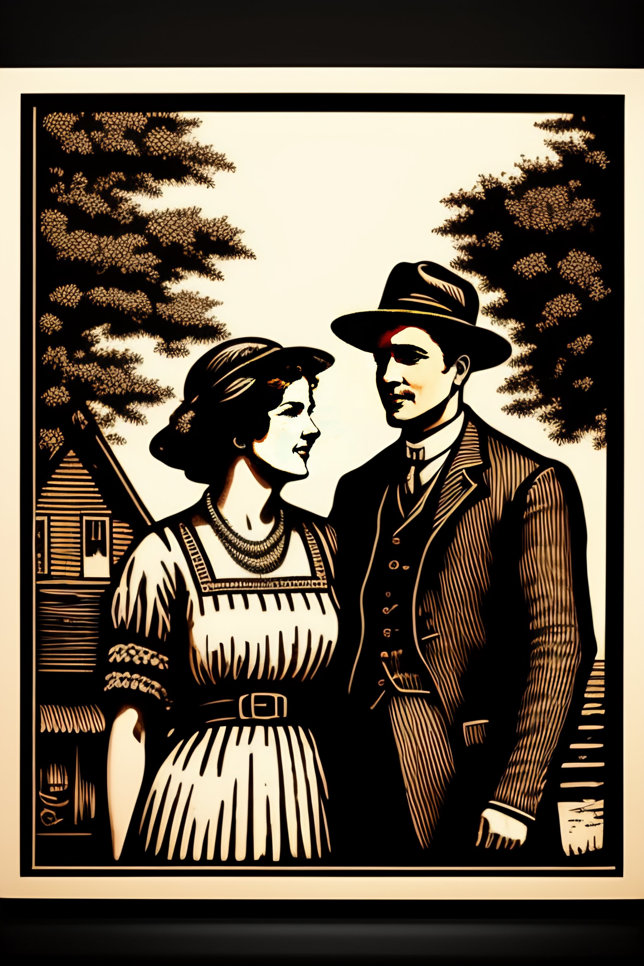Lexica - Block print of old time Americana in the style of hatch show ...