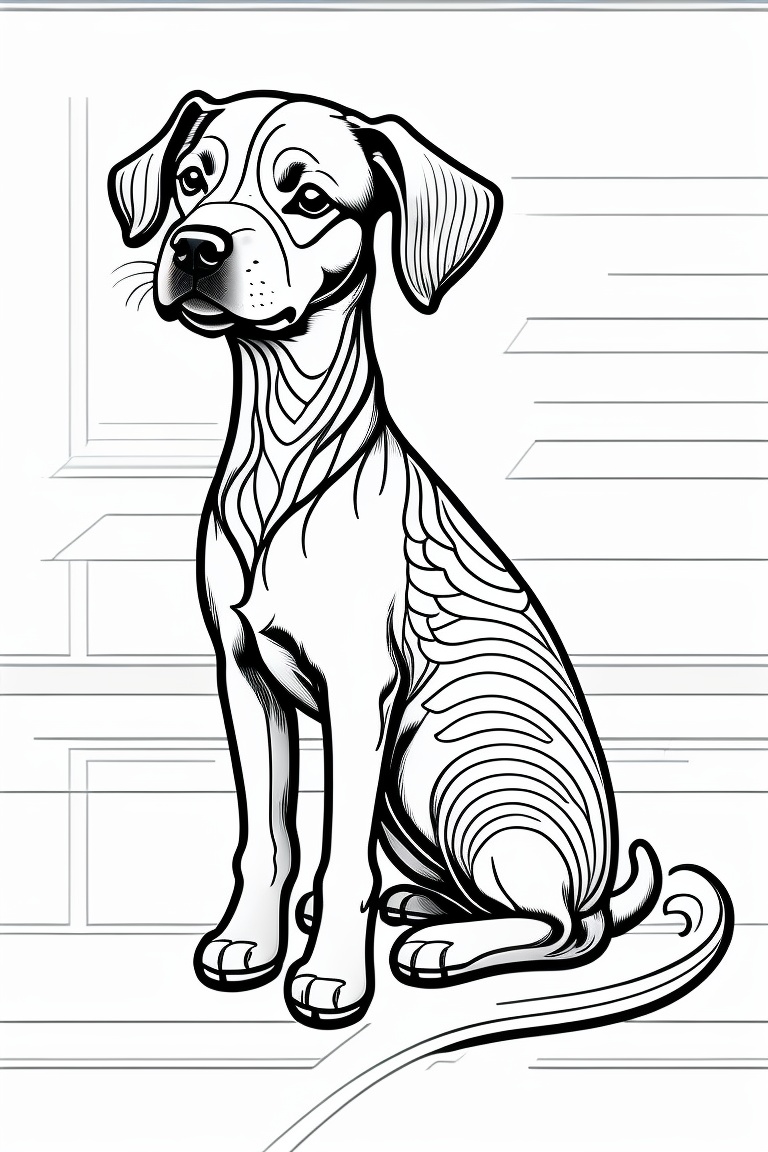 Lexica - Cute dog, Tattoo graphics design style, coloring page style ...