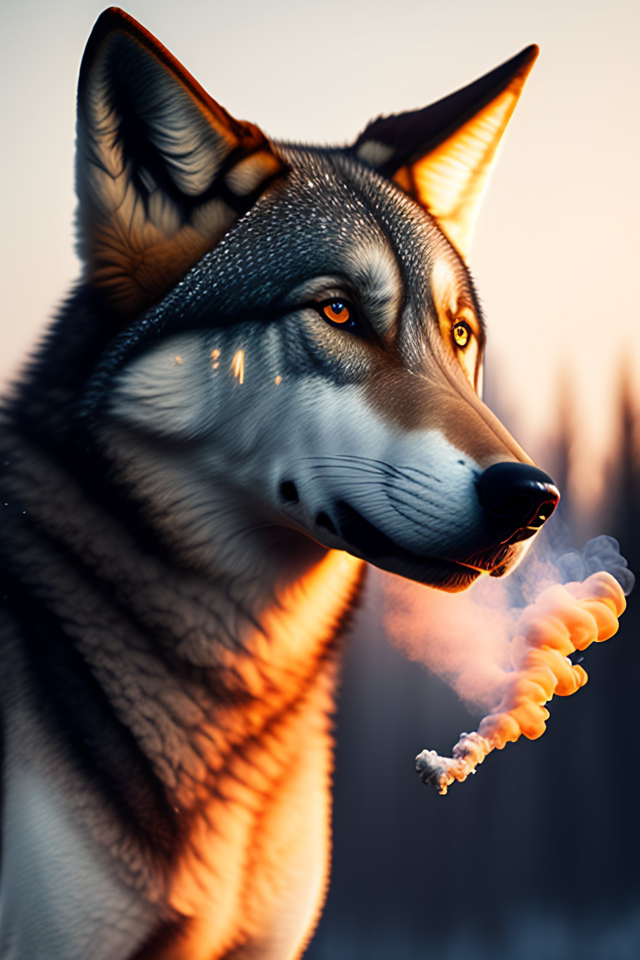 Lexica - A a robotic wolf smoking , elegant, highly detailed, smooth ...